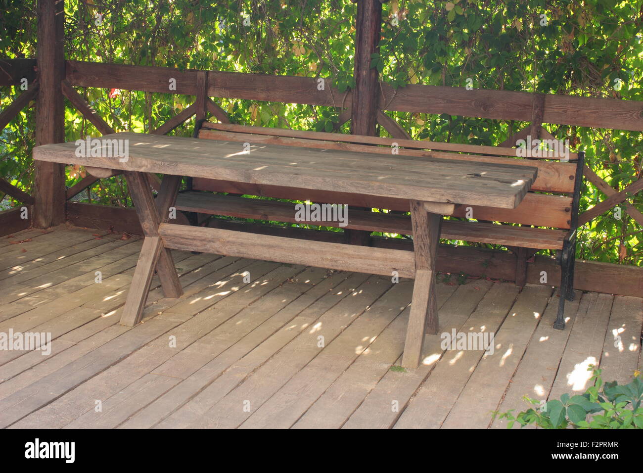 Wooden pavilion table hi-res stock photography and images - Alamy