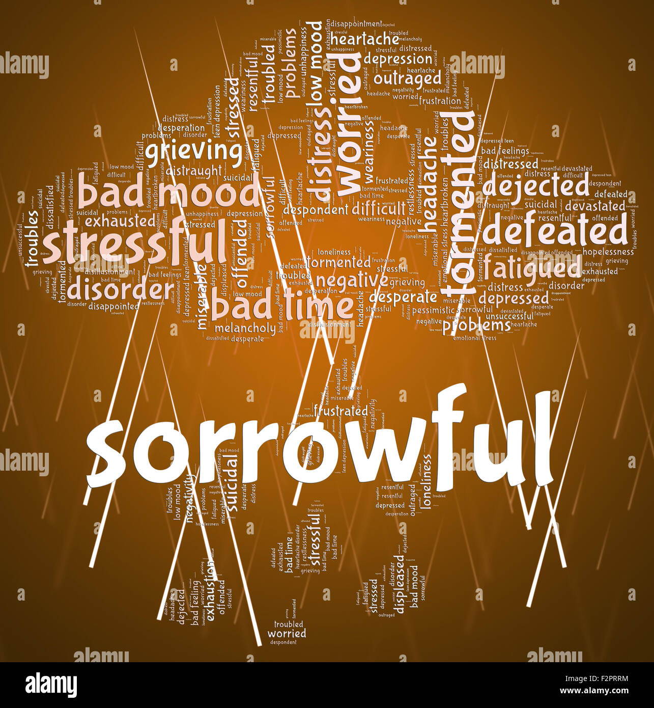 Sorrowful Word Indicating Broken Hearted And Dejected Stock Photo - Alamy