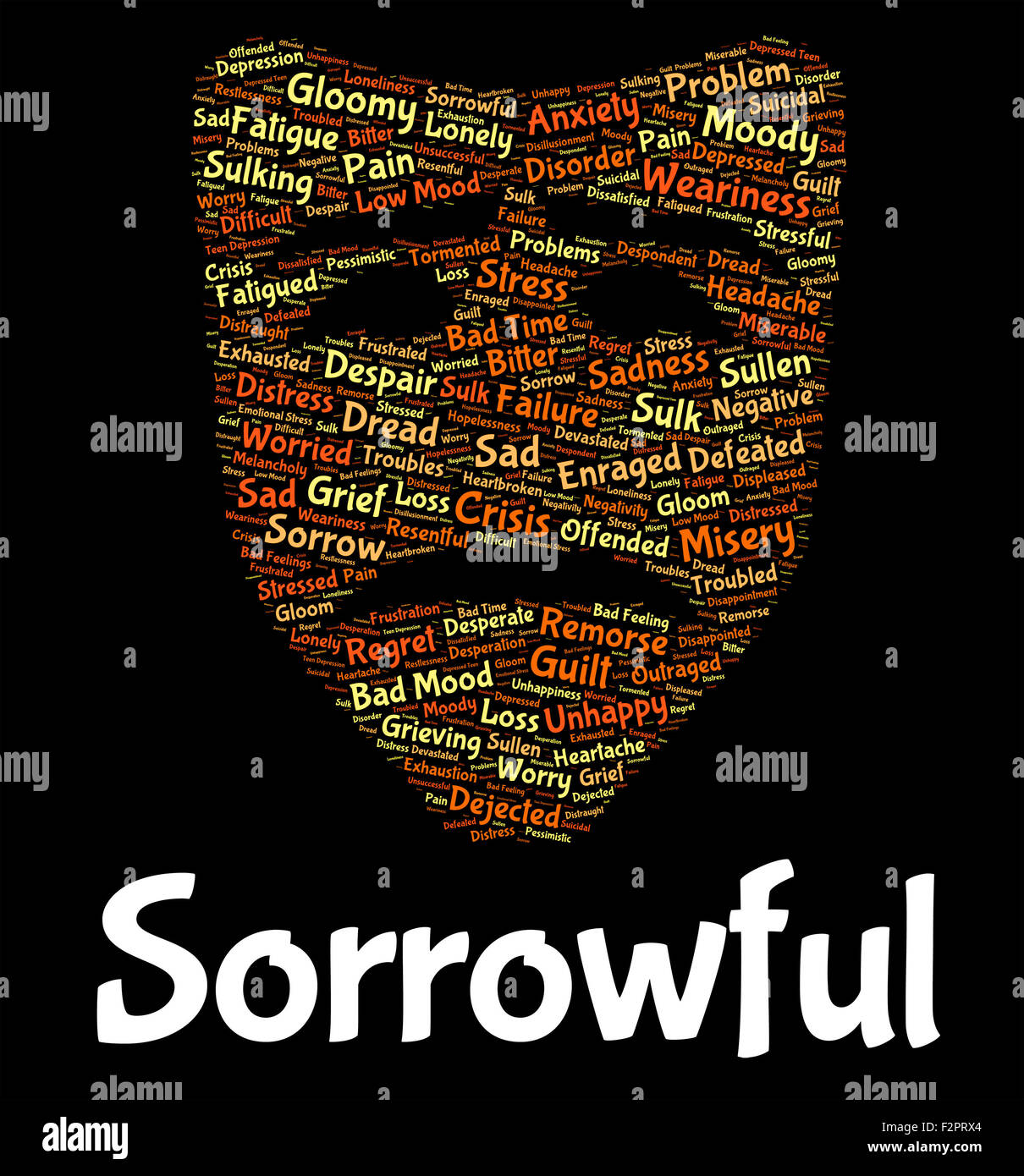 Sorrowful Word Showing Glum Wordcloud And Heartbroken Stock Photo - Alamy