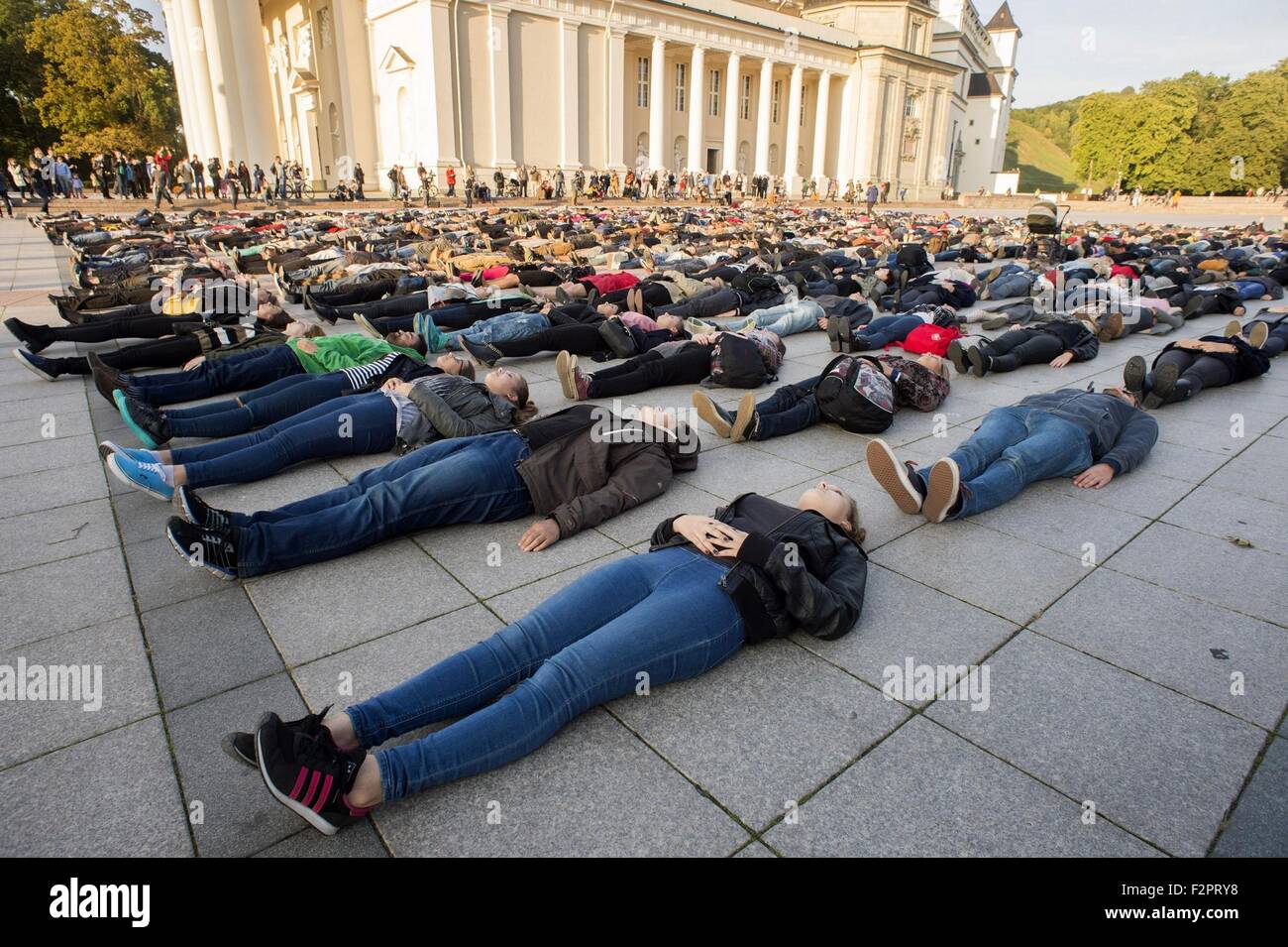 Vilnius, Lithuania. 22nd Sep, 2015. People attend the anti-suicide ...