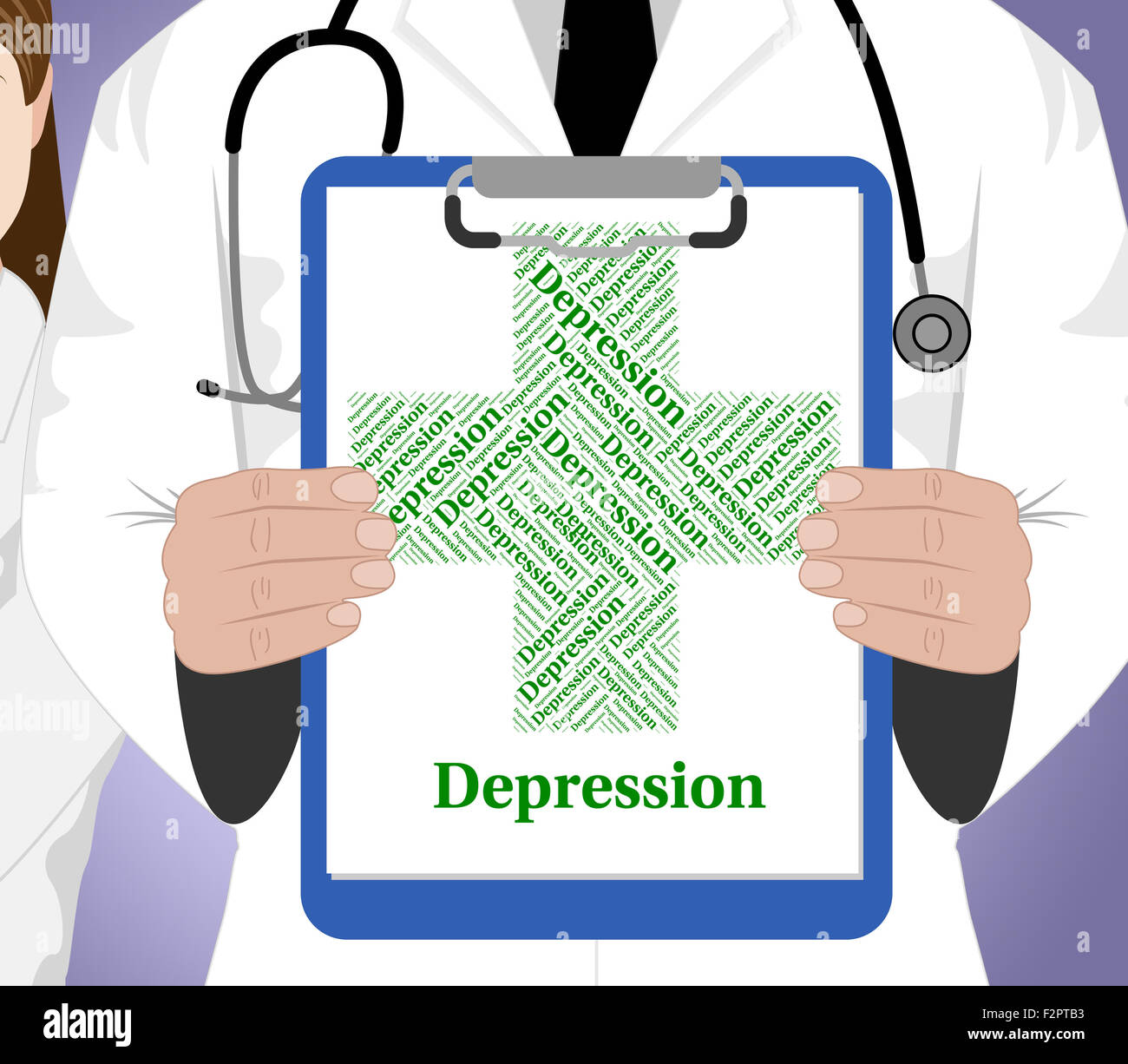 Depression Word Indicating Ill Health And Sickness Stock Photo - Alamy