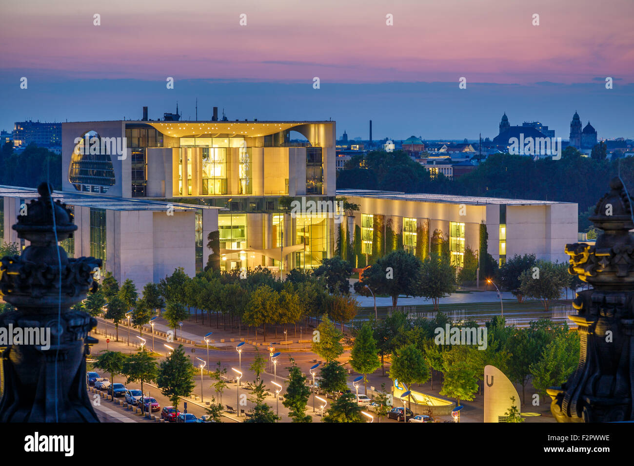 Federal Chancellor's Office building, Berlin, Germany at dusk sunset ...