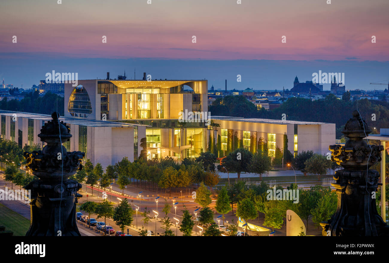 Federal Chancellor's Office building, Berlin, Germany at dusk sunset ...
