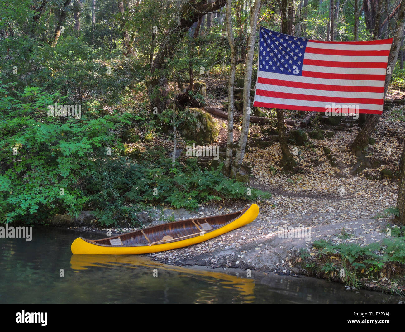 American flag and classic canoe hi-res stock photography and images - Alamy