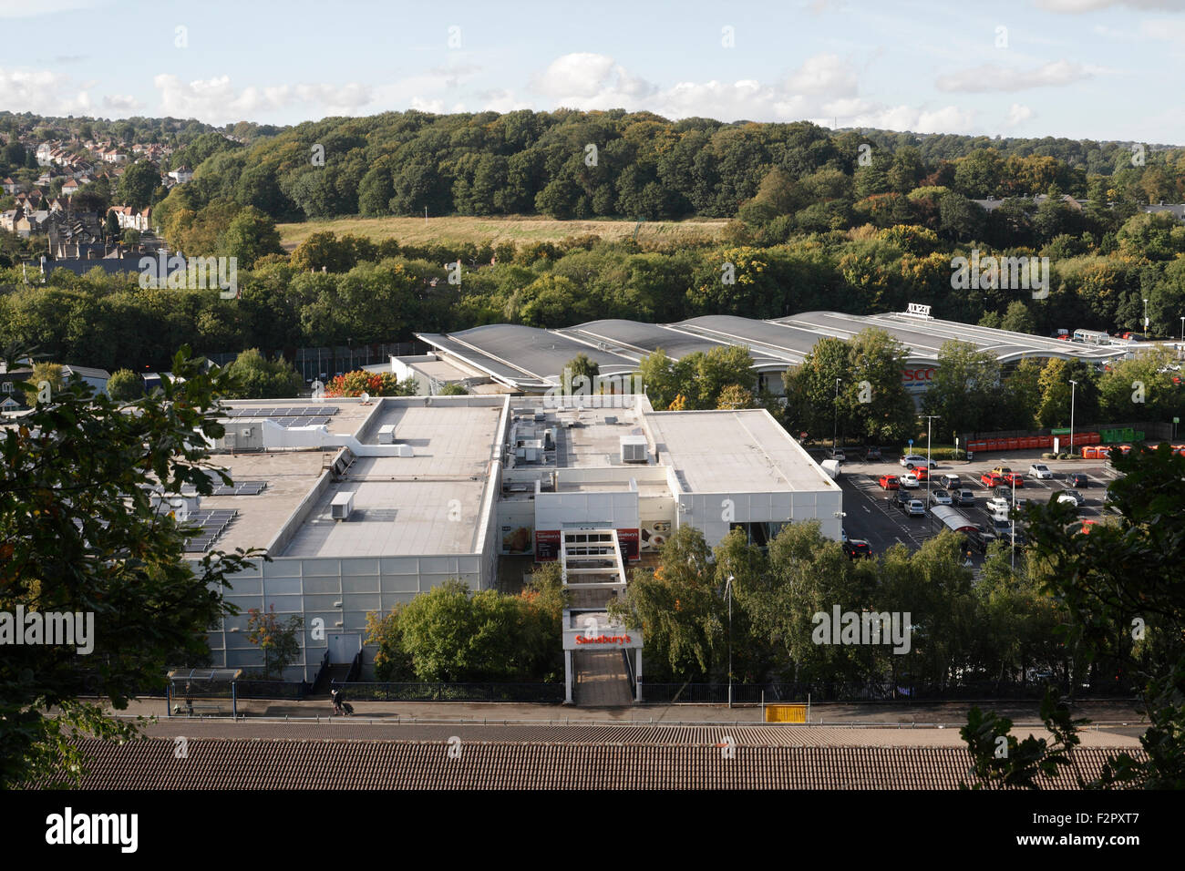Rooftop View Sainsbury's Supermarket and Tesco Supermarket, Millhouses ...