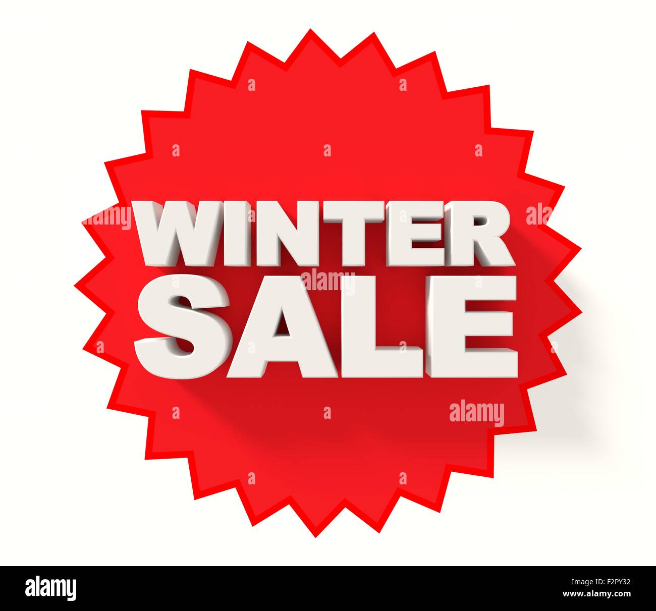 Winter sale sign, white letters on red star background Stock Photo - Alamy