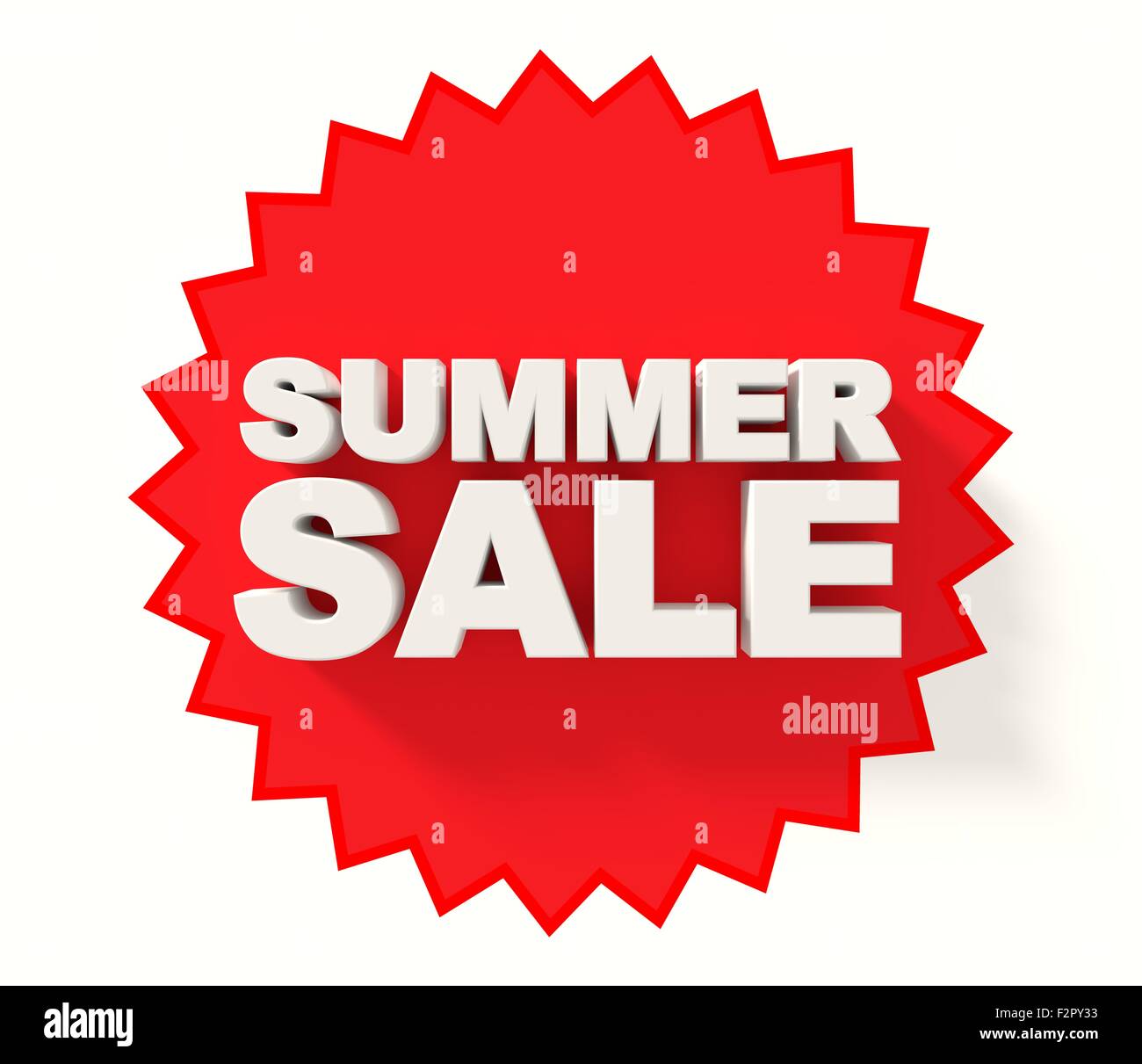 Summer sale sign, white letters on red star background Stock Photo - Alamy