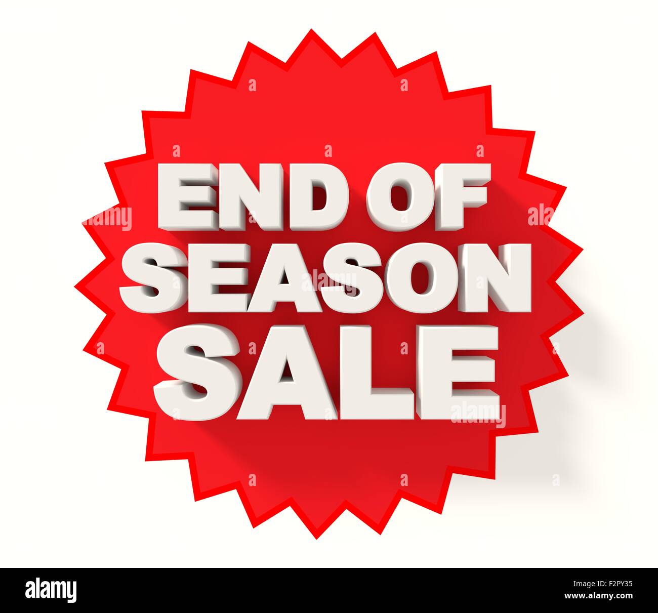 End of season sale sign, white letters on red star background Stock ...