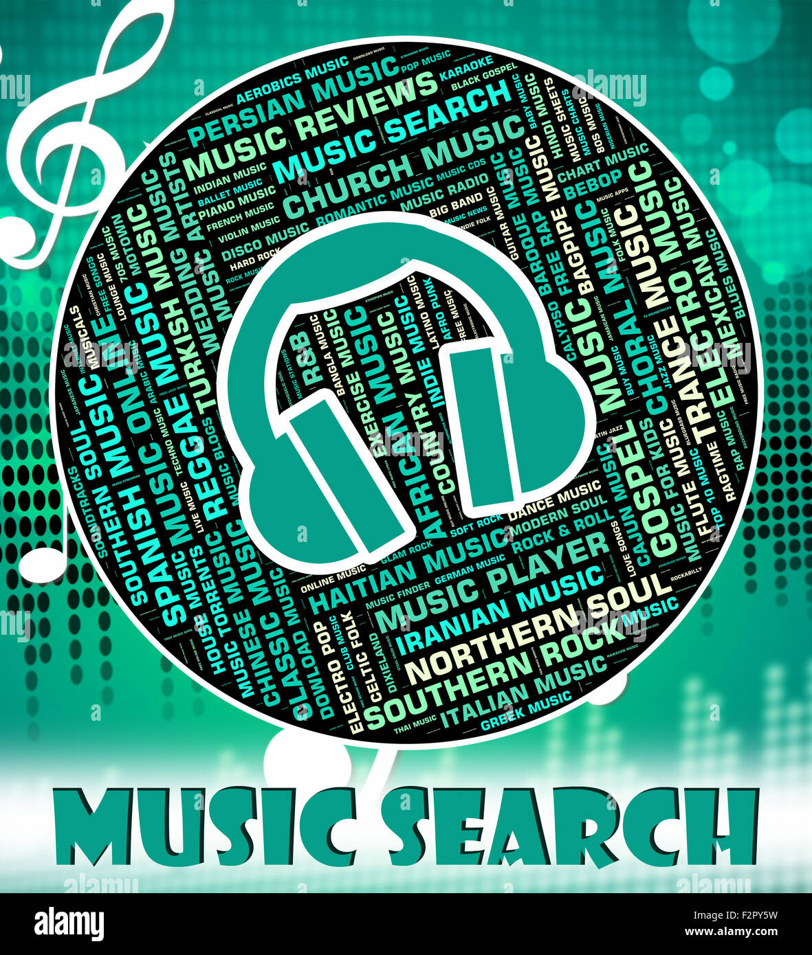 Music Search Indicating Sound Tracks And Acoustic Stock Photo - Alamy