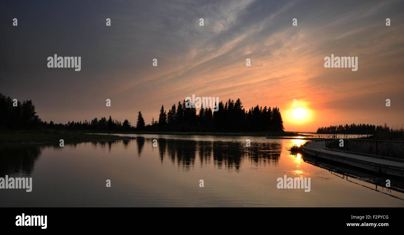 Taken outside Edmonton, this beautiful lake has many little Islands ...