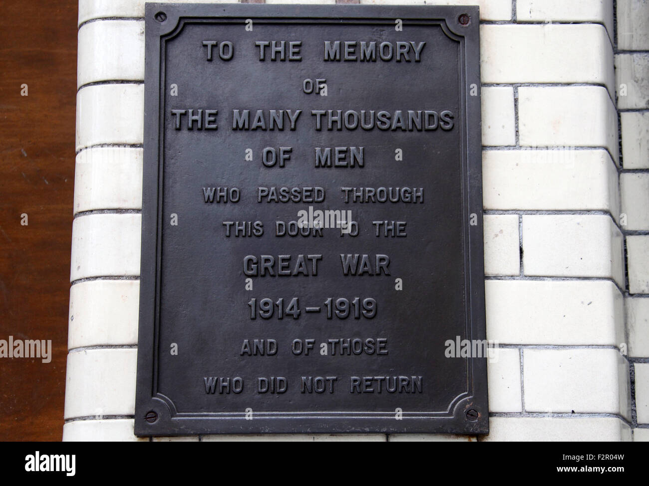 Great War Memorial Plaque at Victoria Station in Manchester Stock Photo ...