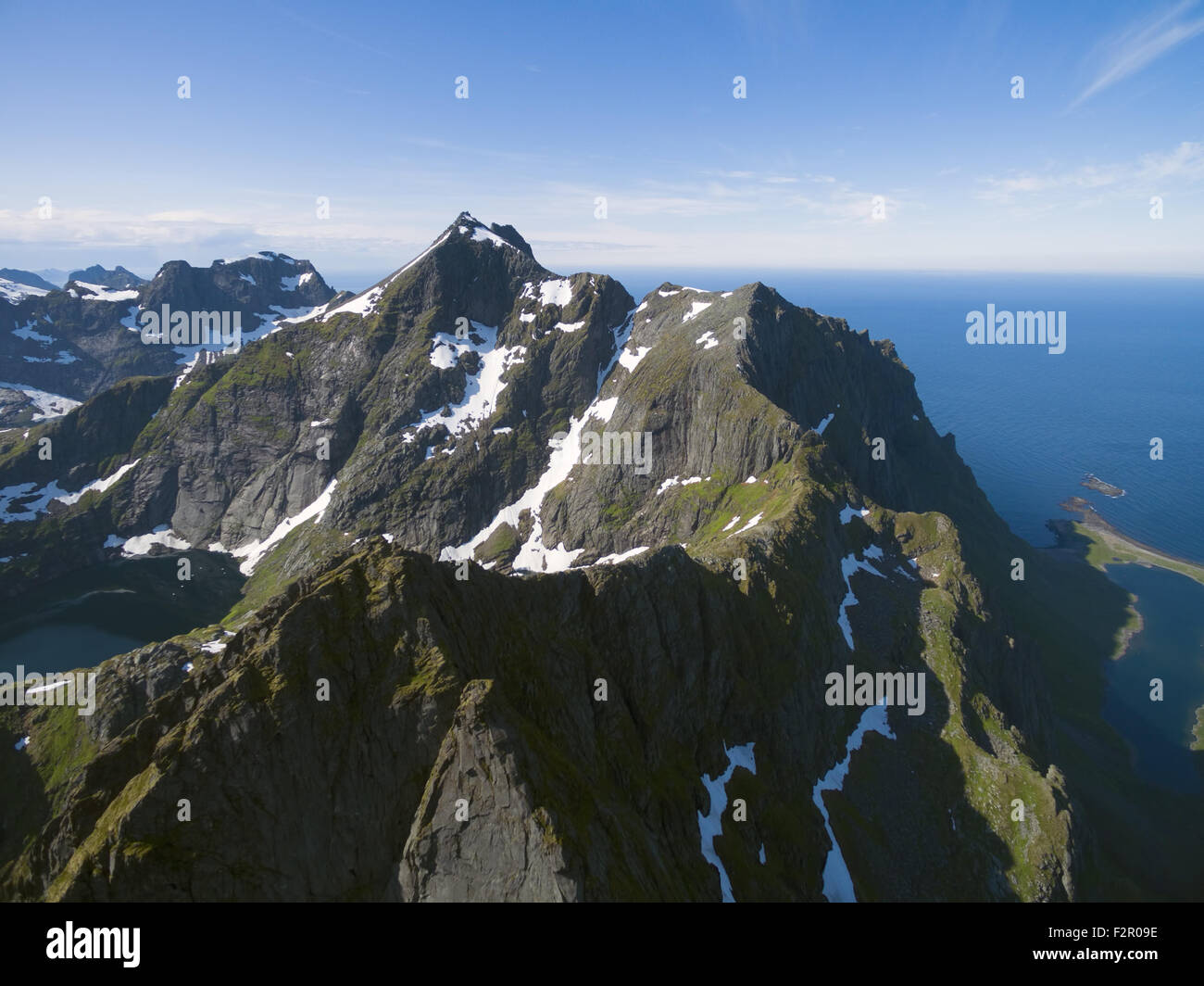 Aerial view of sharp ridge on Lofoten islands in Norway Stock Photo - Alamy