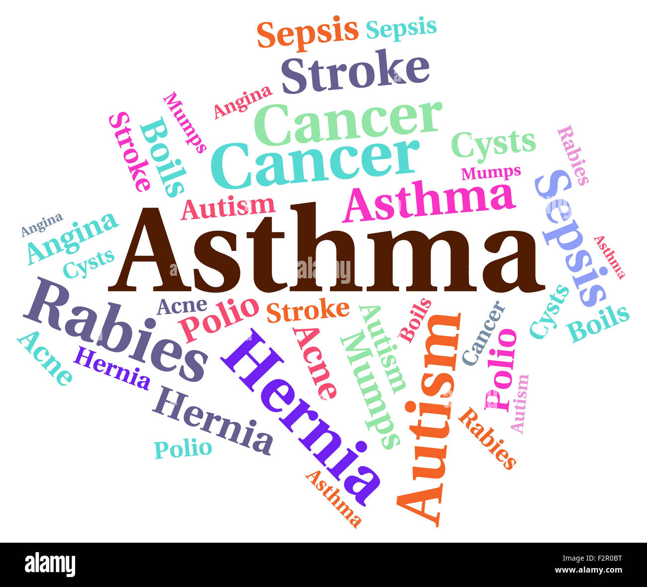 Asthma Word Showing Ill Health And Malady Stock Photo - Alamy