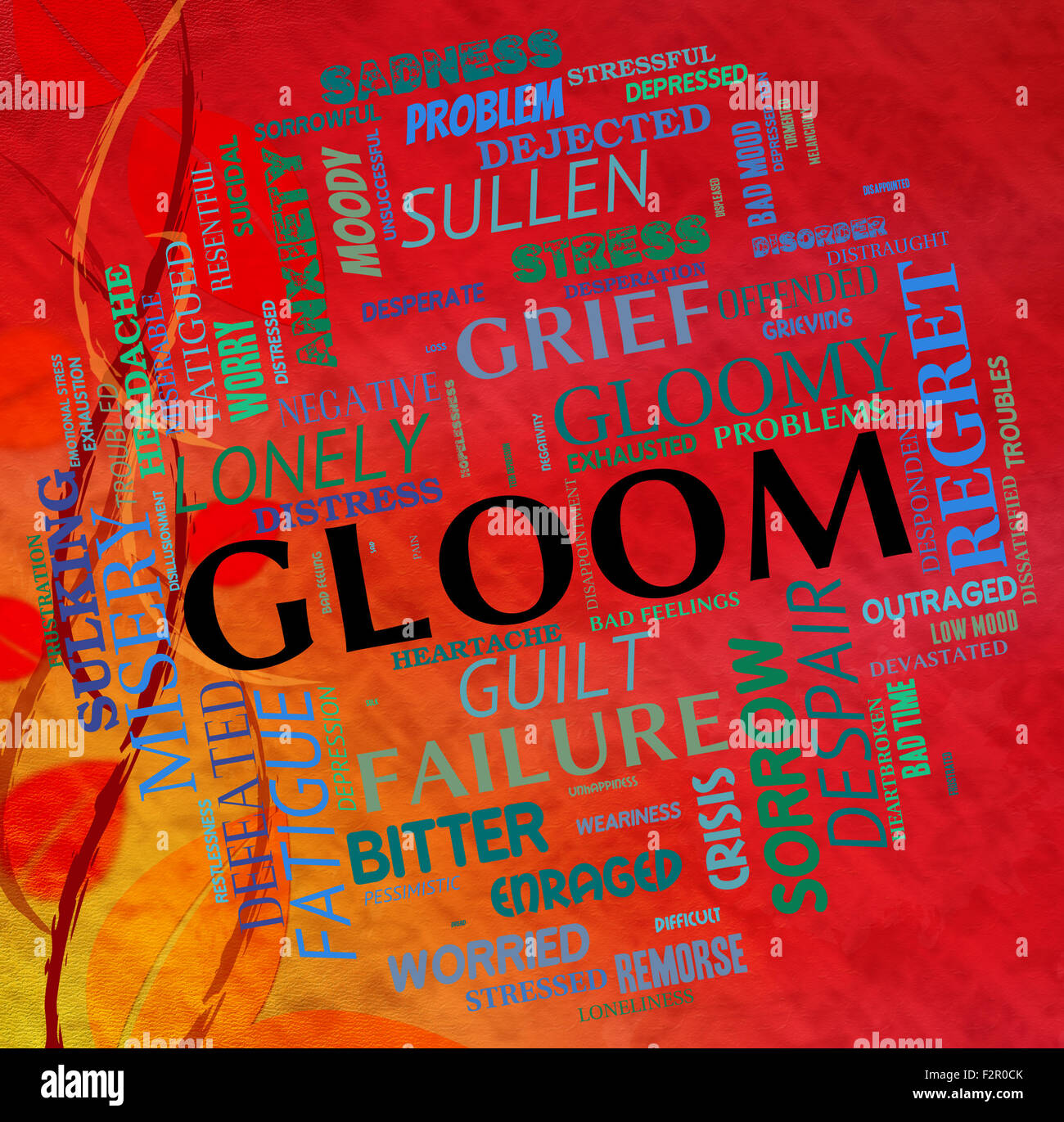 Gloom Word Indicating Low Spirits And Dispirited Stock Photo - Alamy