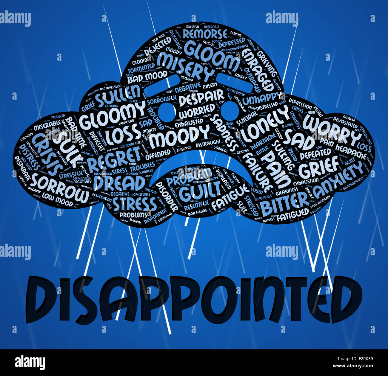 Disappointed Word Meaning Let Down And Crestfallen Stock Photo - Alamy
