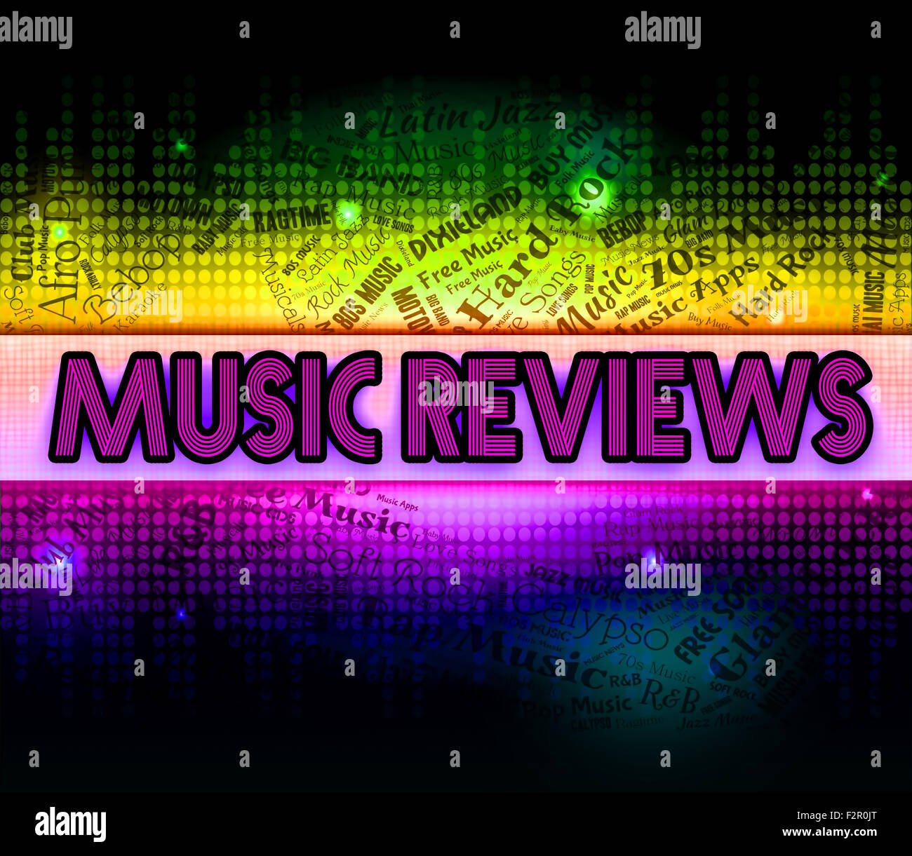 Music Reviews Indicating Sound Track And Evaluation Stock Photo - Alamy