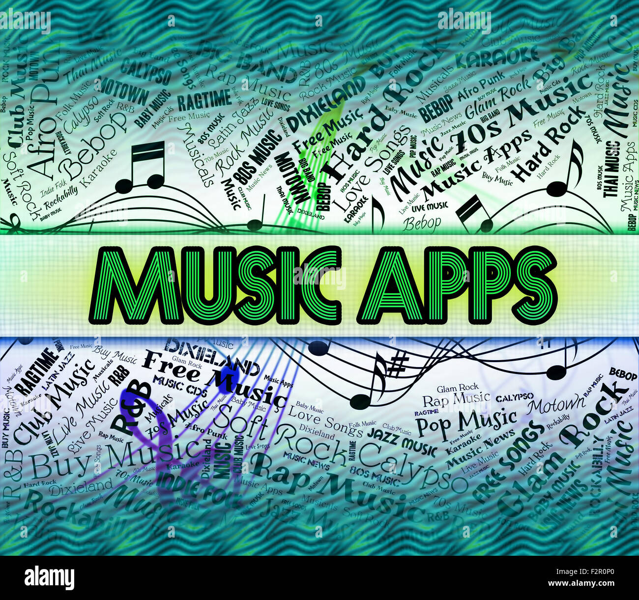 Music Apps Indicating Sound Tracks And Computing Stock Photo - Alamy
