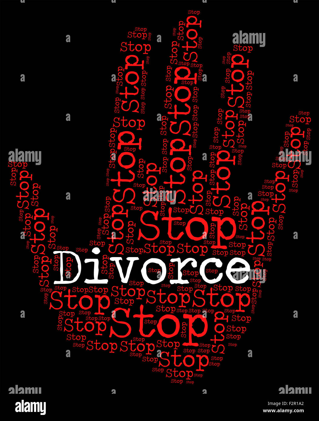 Stop Divorce Showing Warning Sign And Marriage Stock Photo - Alamy