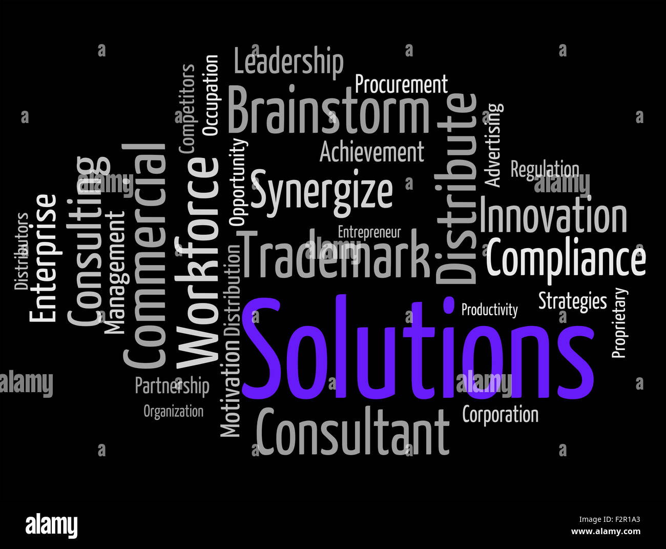 Solutions Word Indicating Solve Solved And Words Stock Photo - Alamy