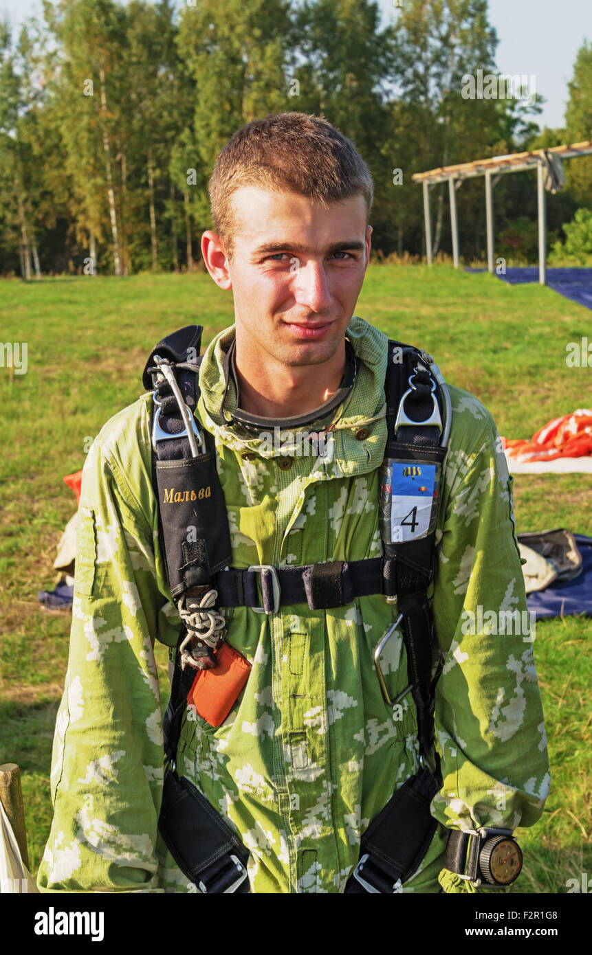 Parachutists - 2014. Portrait of the parachutist Stock Photo - Alamy