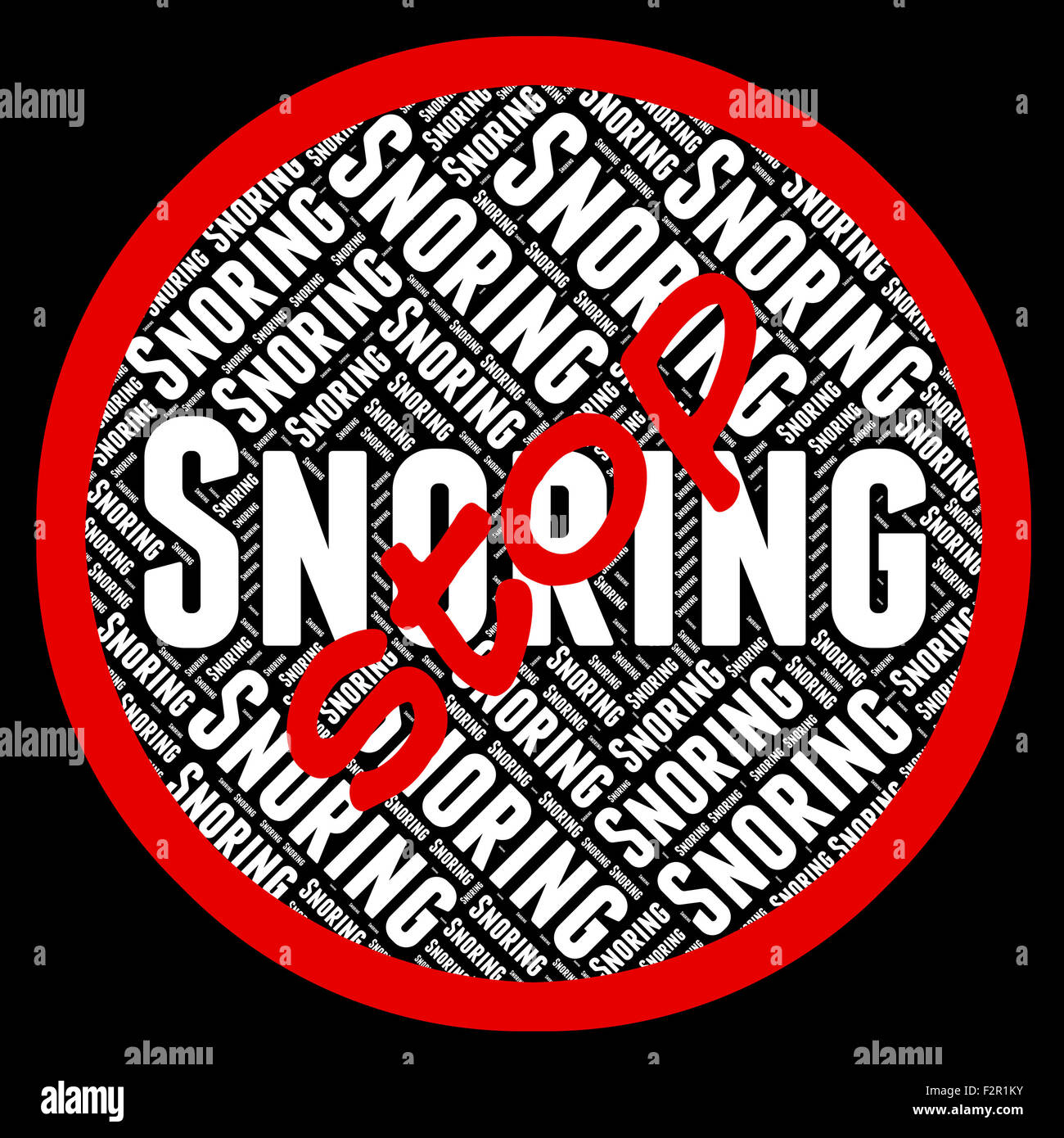 Stop Snoring Indicating Obstructive Sleep Apnea And Warning Sign Stock ...