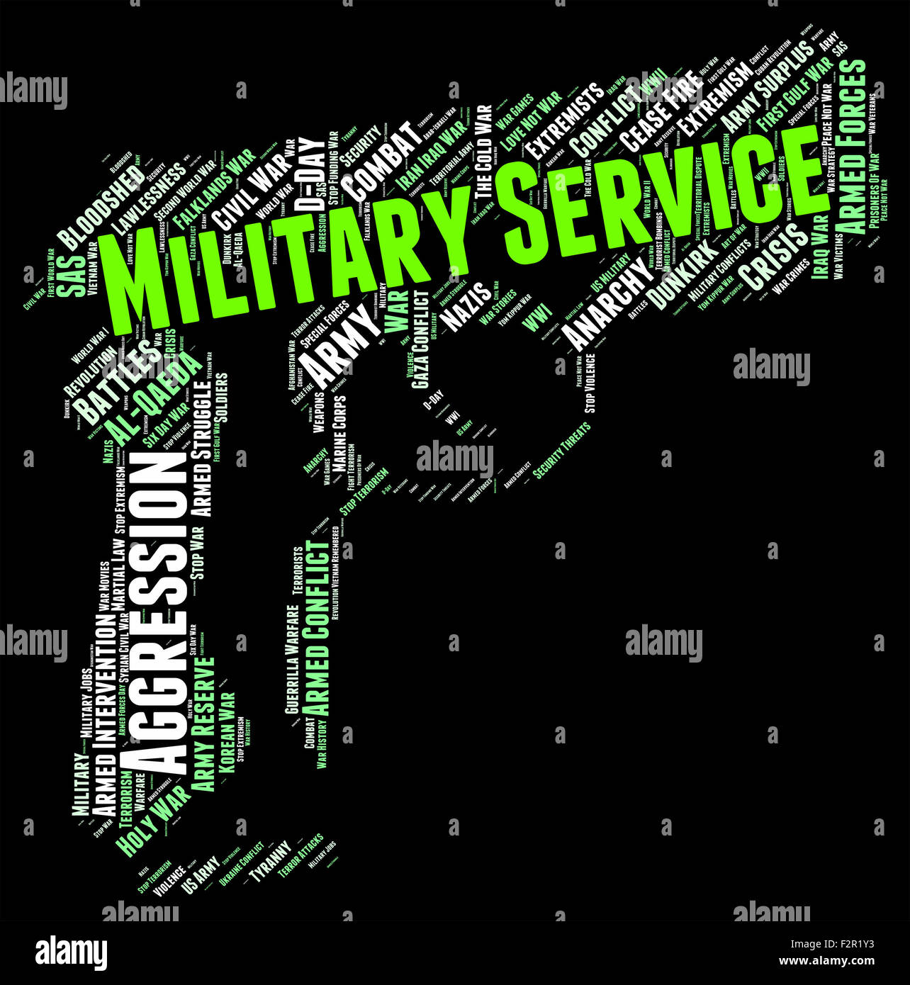 Military Service Showing Warrior Soldierly And Wordclouds Stock Photo ...