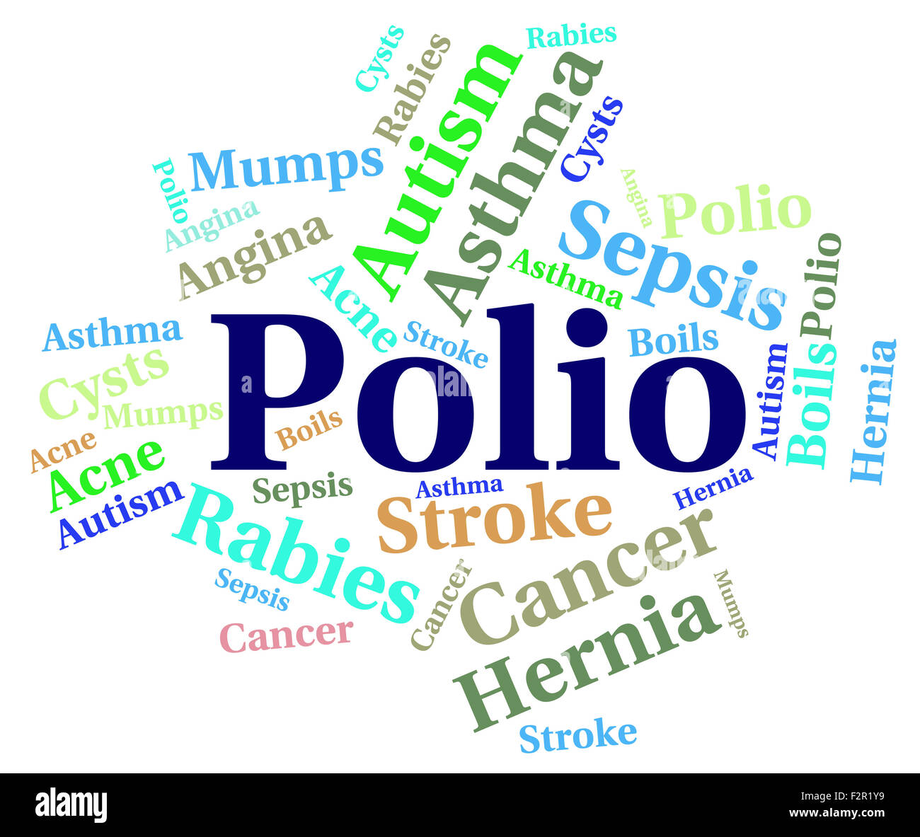 Polio Word Indicating Ill Health And Disability Stock Photo - Alamy
