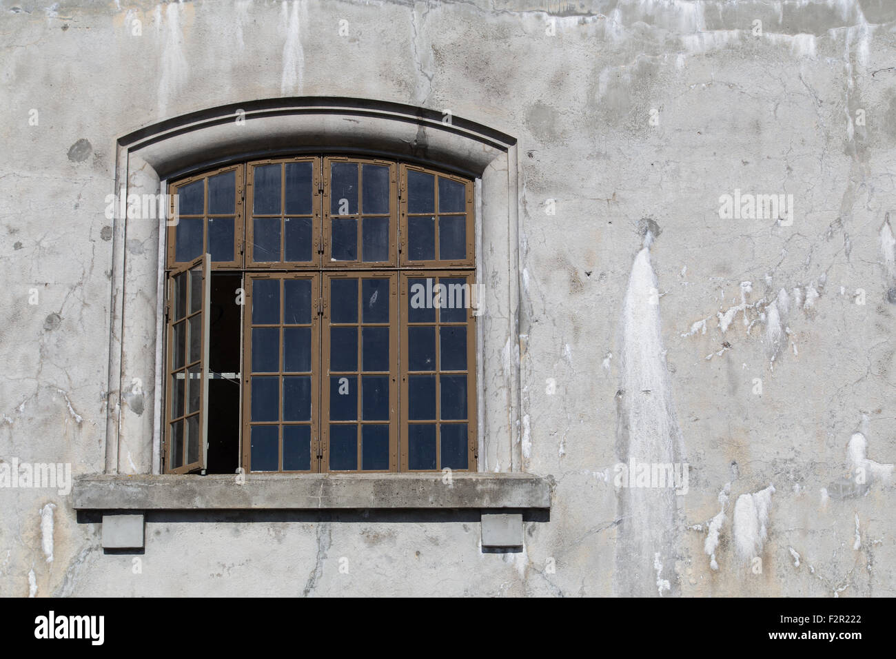 Photograph of an old glass window at military barracks Stock Photo - Alamy
