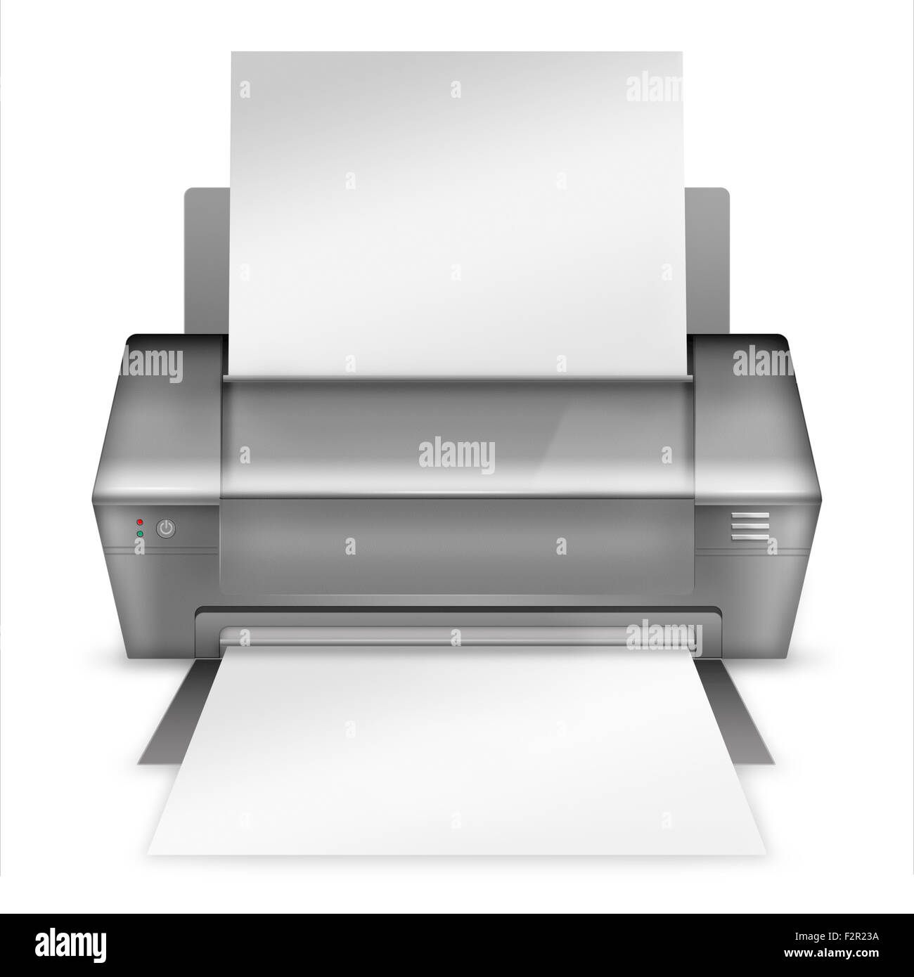 Realistic modern printer isolated on white background. Highly detailed ...