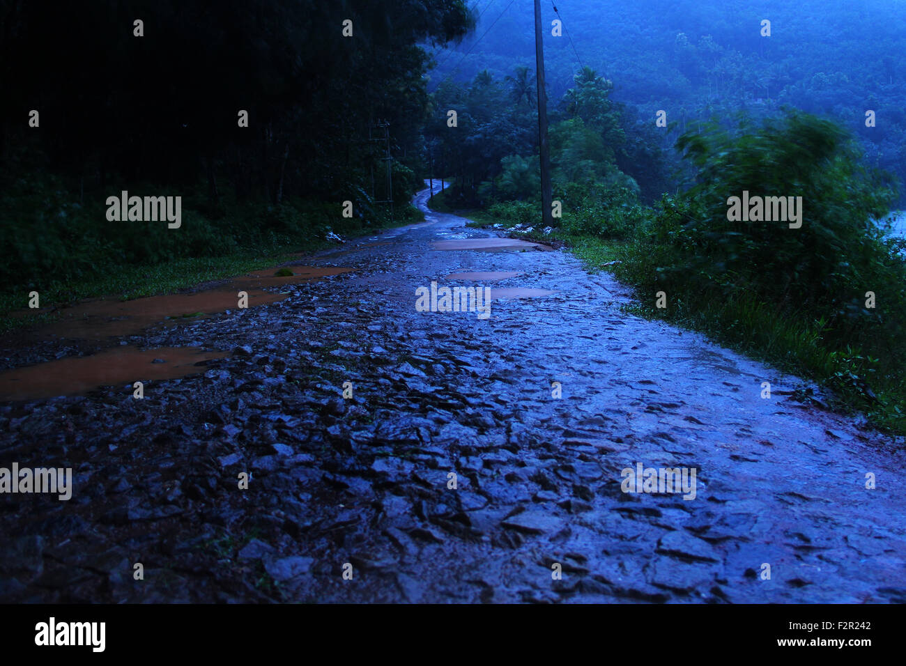 rough road in dark Stock Photo - Alamy