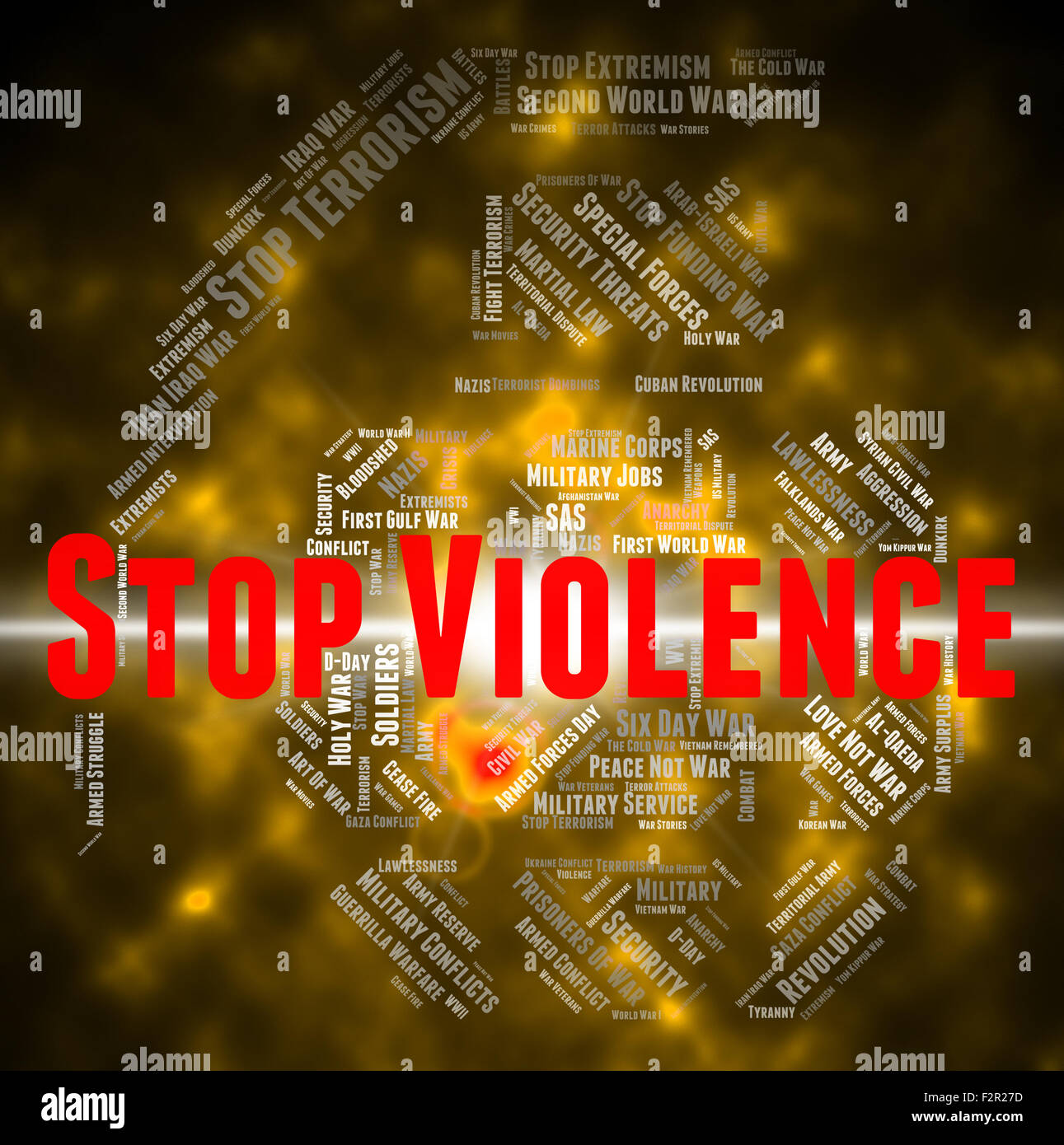 Stop Violence Showing Warning Sign And Danger Stock Photo - Alamy