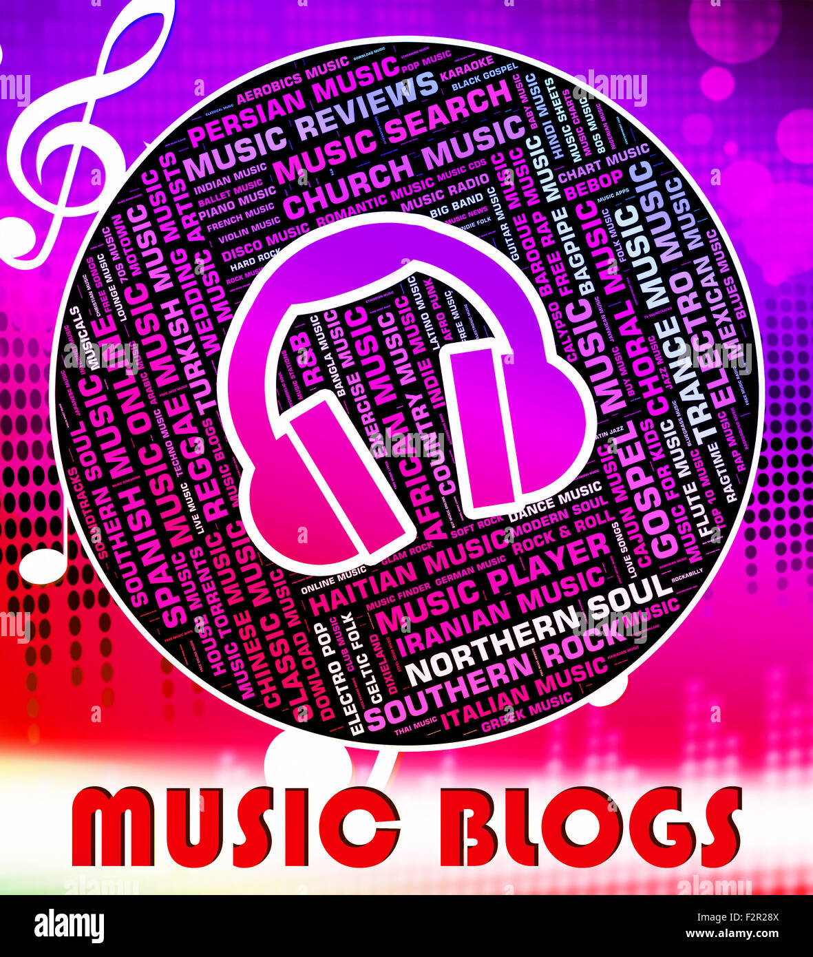 Music Blogs Representing Sound Tracks And Musical Stock Photo - Alamy