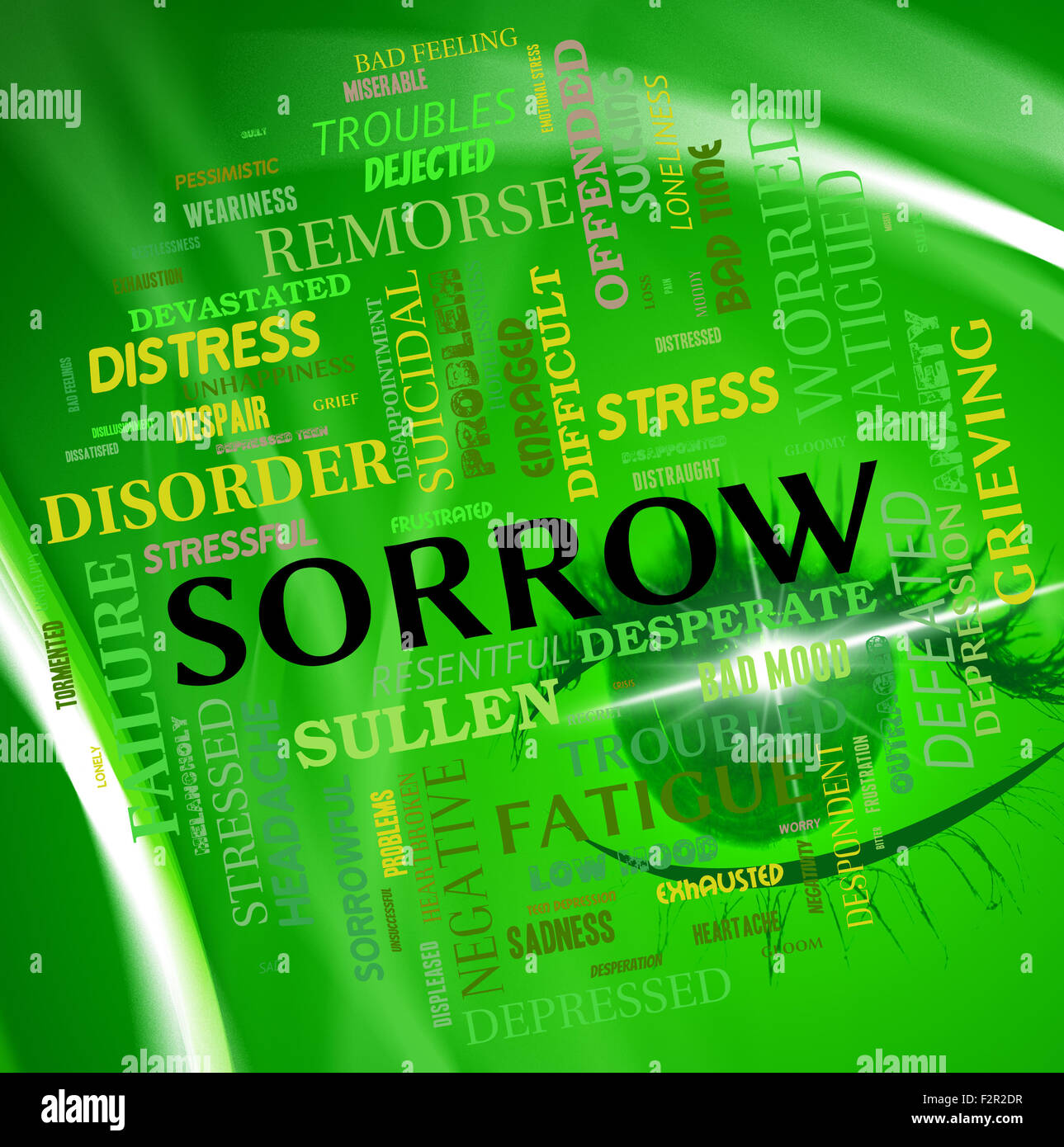 Sorrow Word Indicating Broken Hearted And Despondent Stock Photo - Alamy