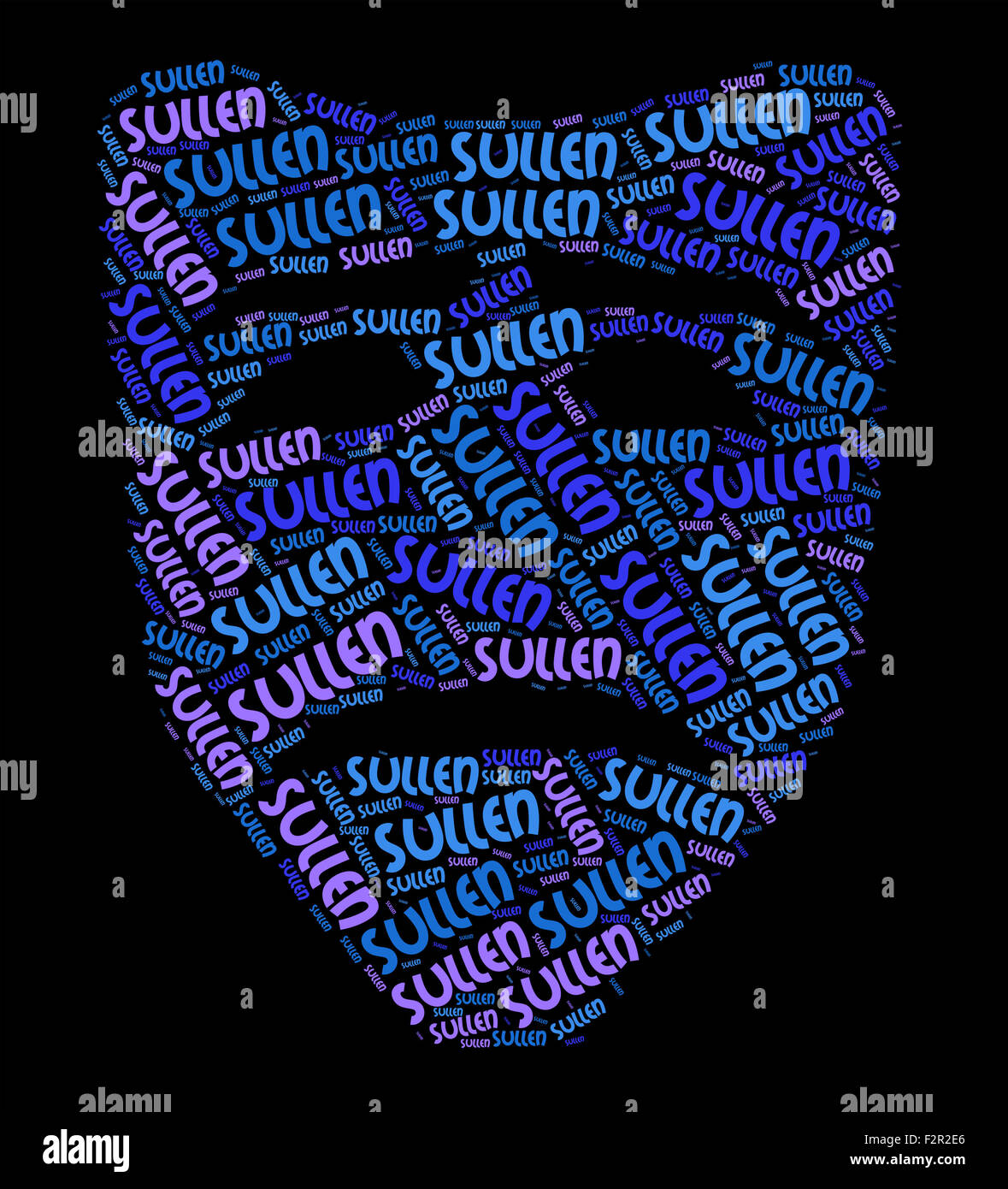 Sullen Word Indicating Bad Tempered And Frowning Stock Photo - Alamy