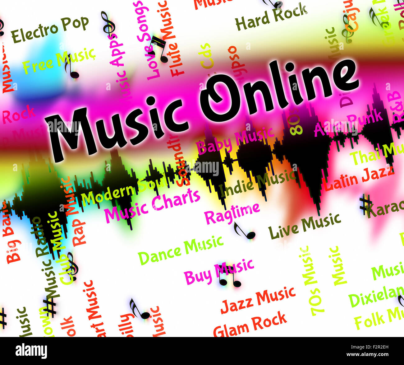 Music Online Representing World Wide Web And Sound Track Stock Photo ...
