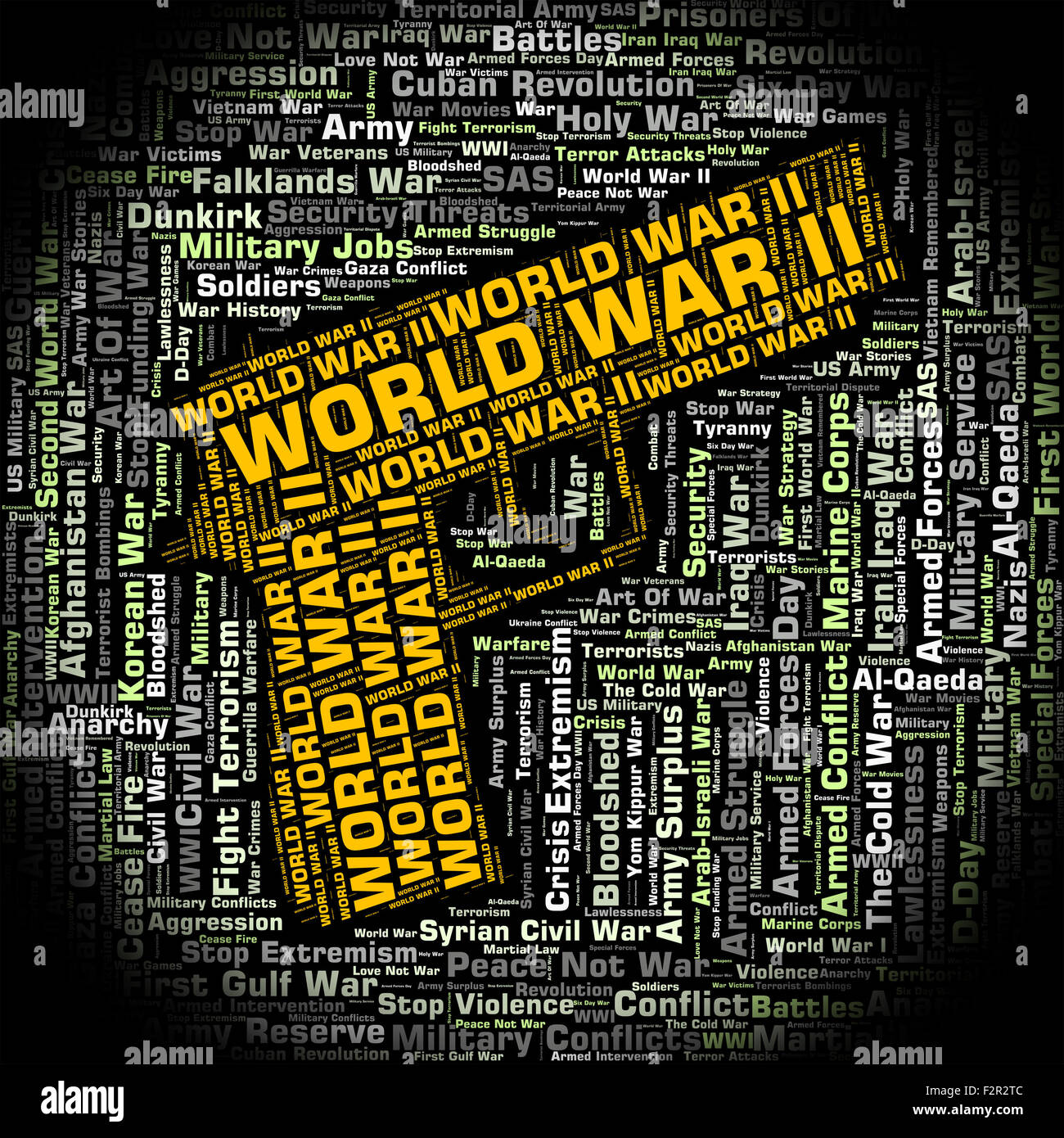 World War Ii Showing Great Powers And Wordcloud Stock Photo - Alamy