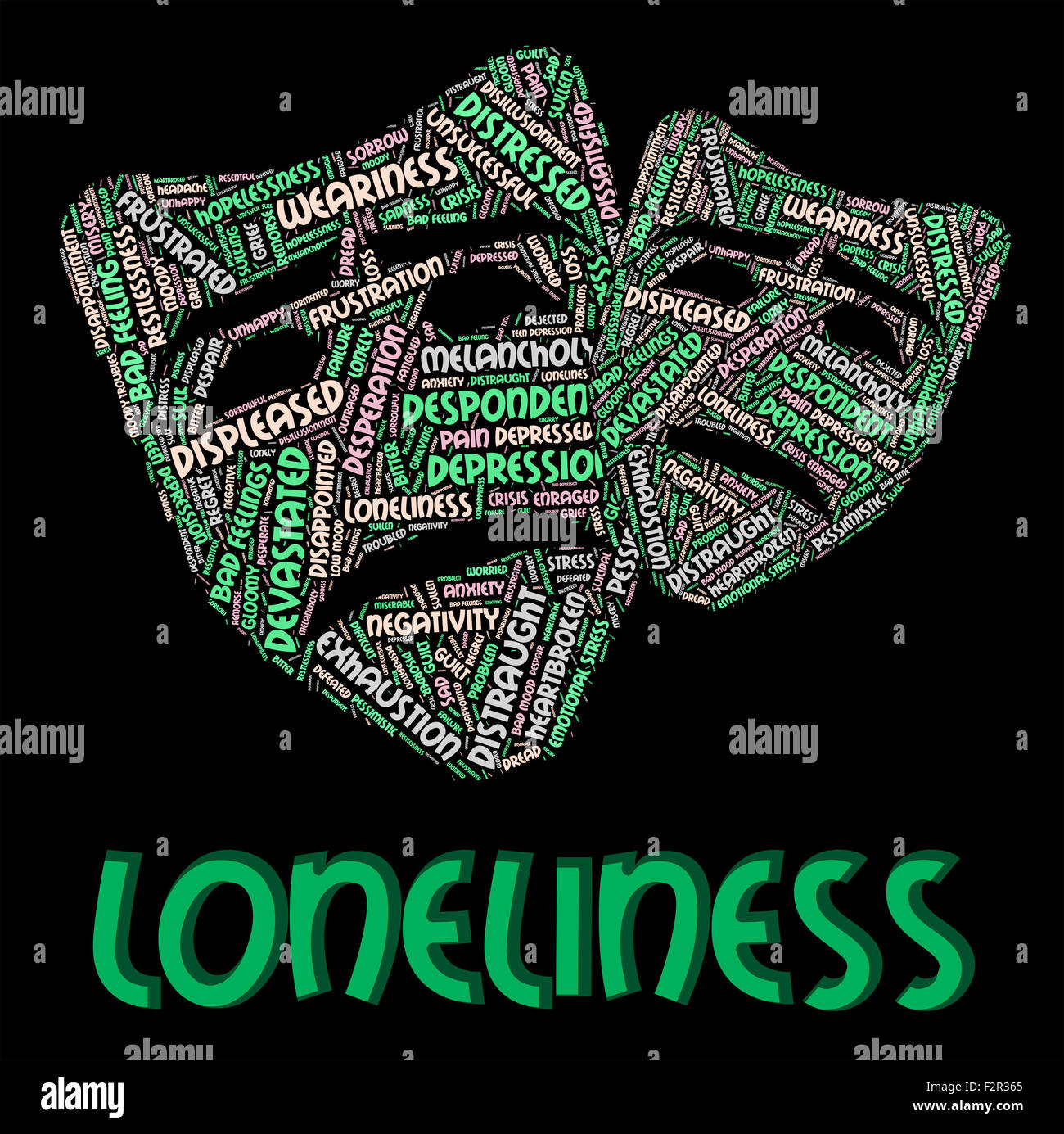 Loneliness Word Representing Lonesome Wordcloud And Abandoned Stock ...
