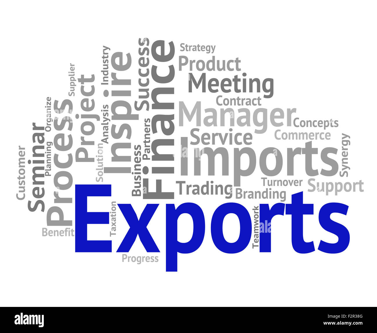 Exports Word Meaning Sell Abroad And Exporting Stock Photo - Alamy