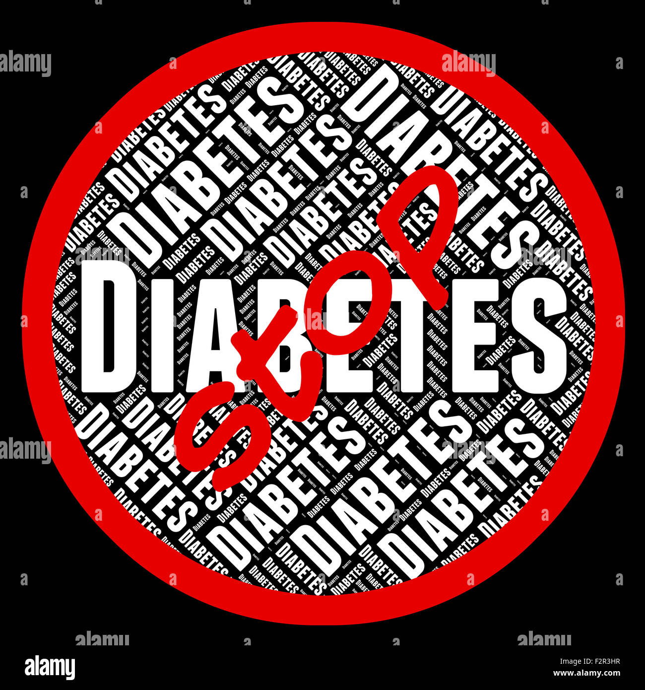 Stop Diabetes Showing Warning Sign And Caution Stock Photo - Alamy