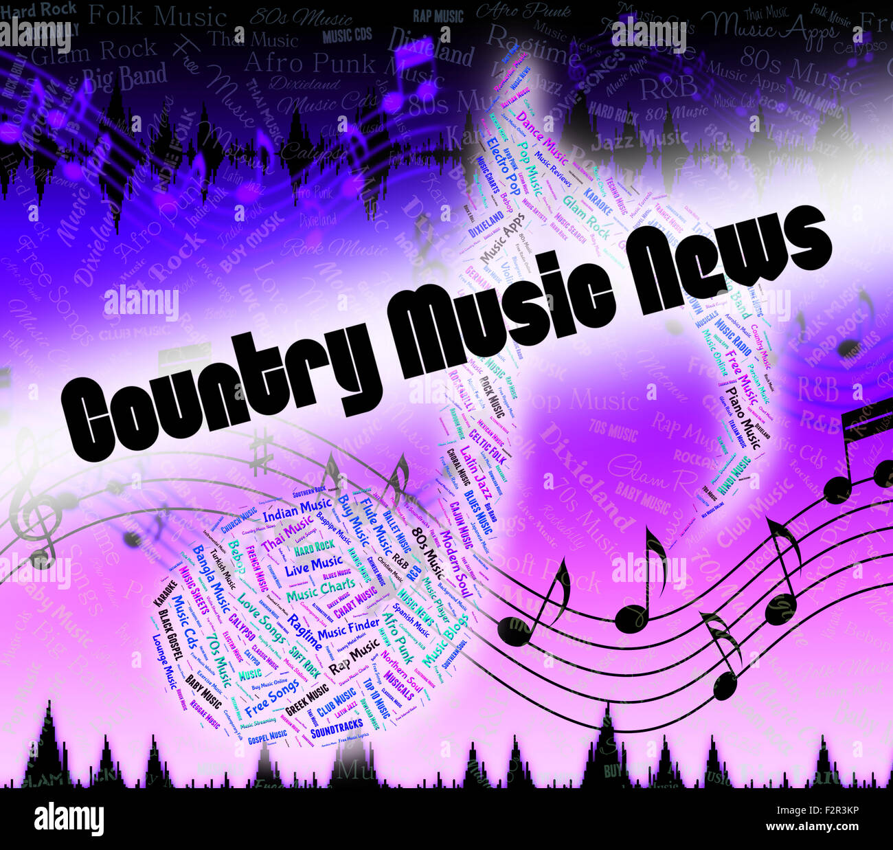 Country Music News Indicating Sound Track And Acoustic Stock Photo - Alamy