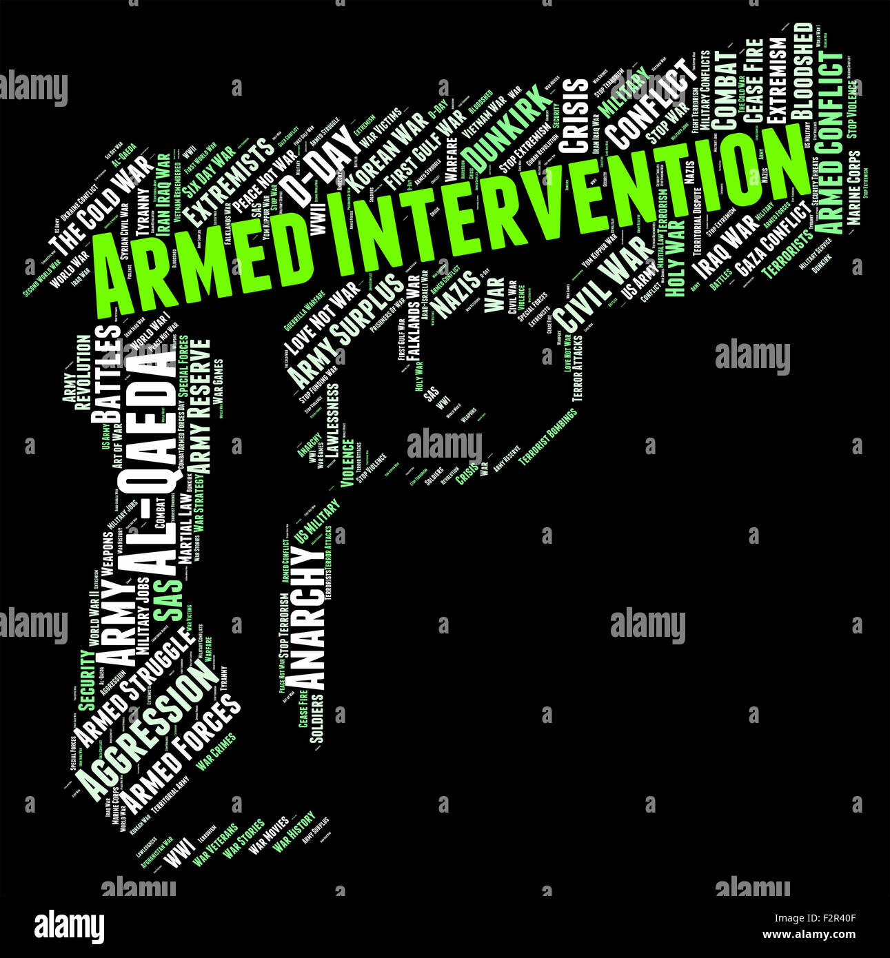 Armed Intervention Showing Gun Interposition And Intervene Stock Photo ...