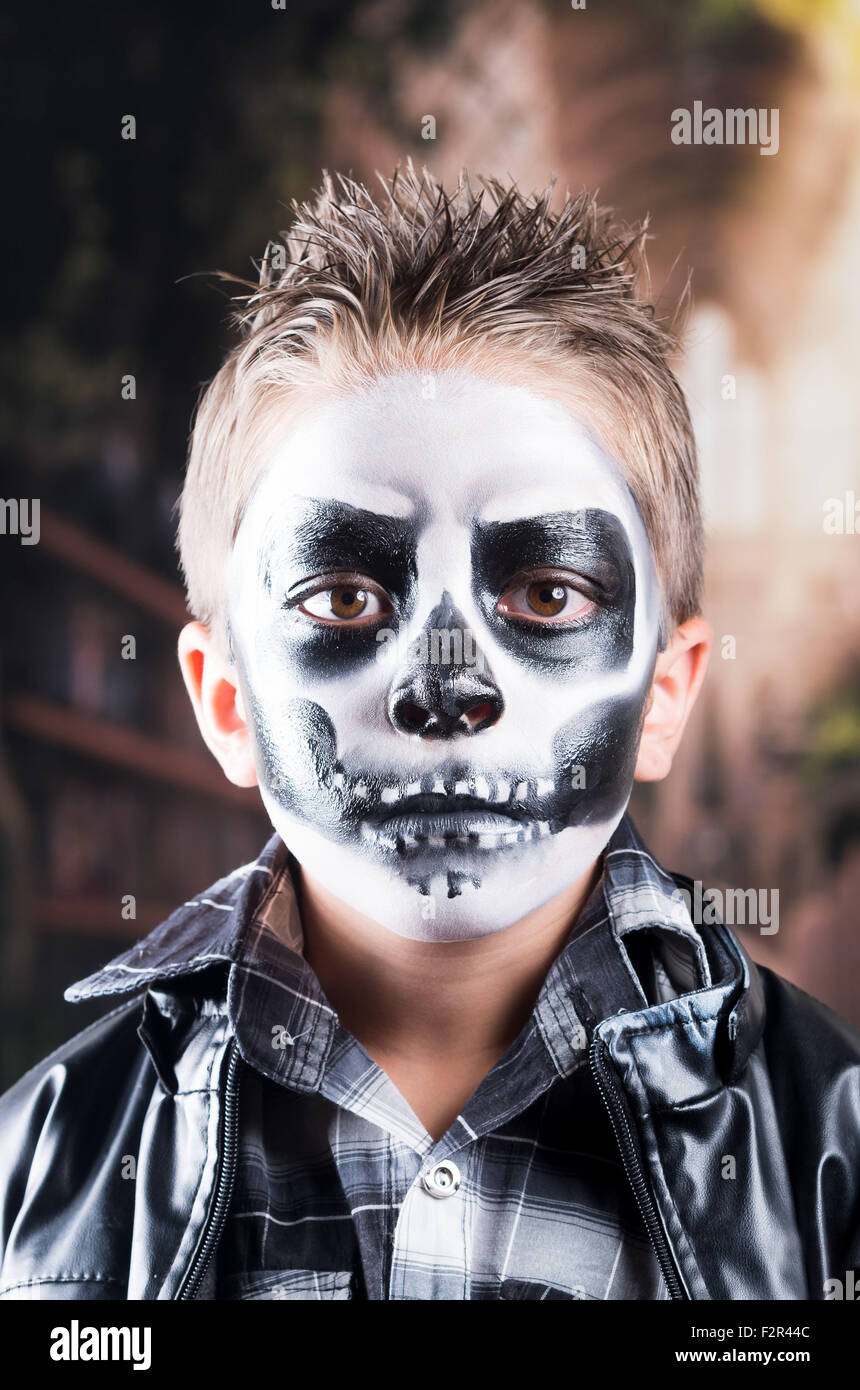 Half Skeleton Makeup Boy