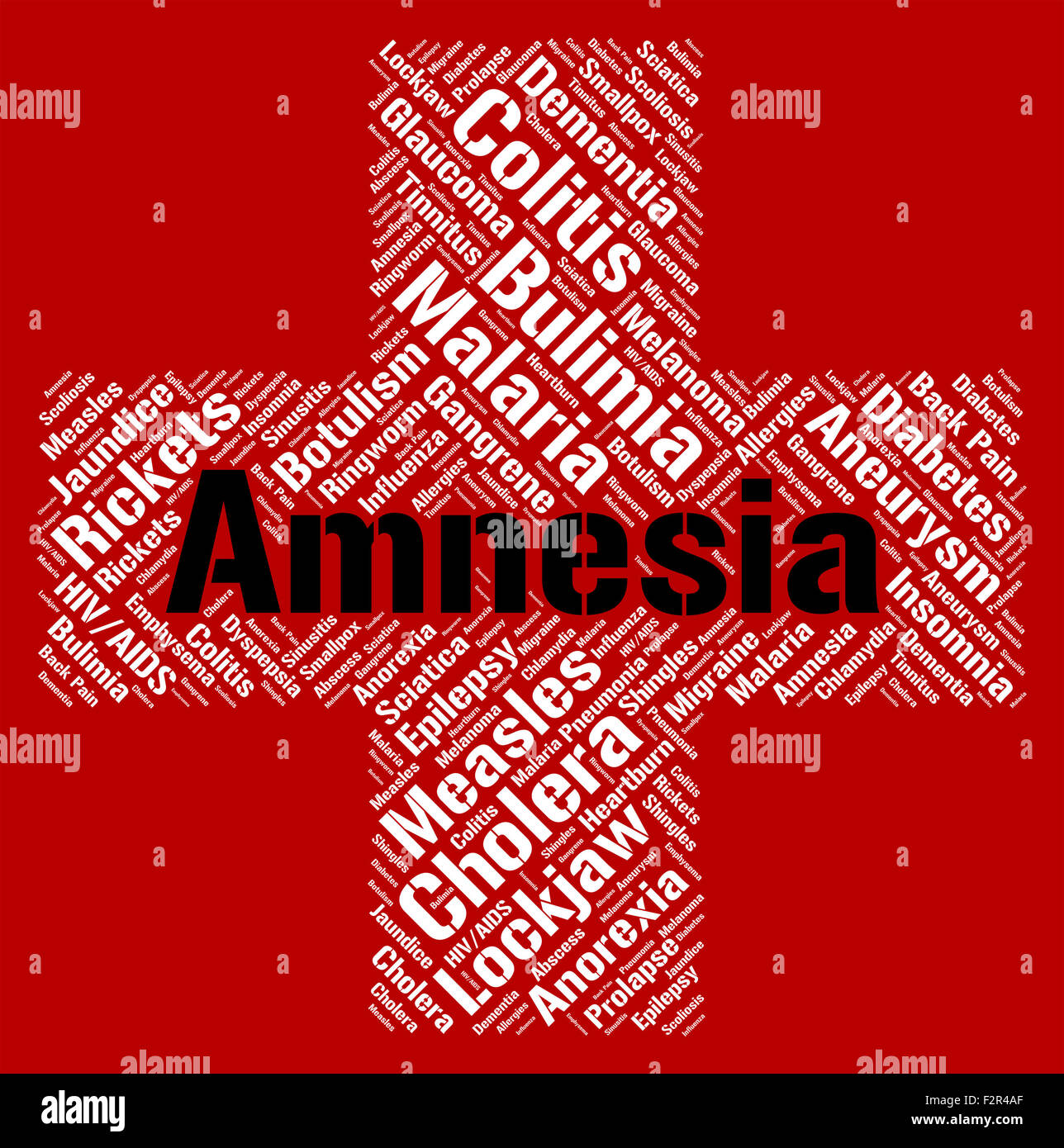 Amnesia Word Indicating Loss Of Memory And Ill Health Stock Photo - Alamy