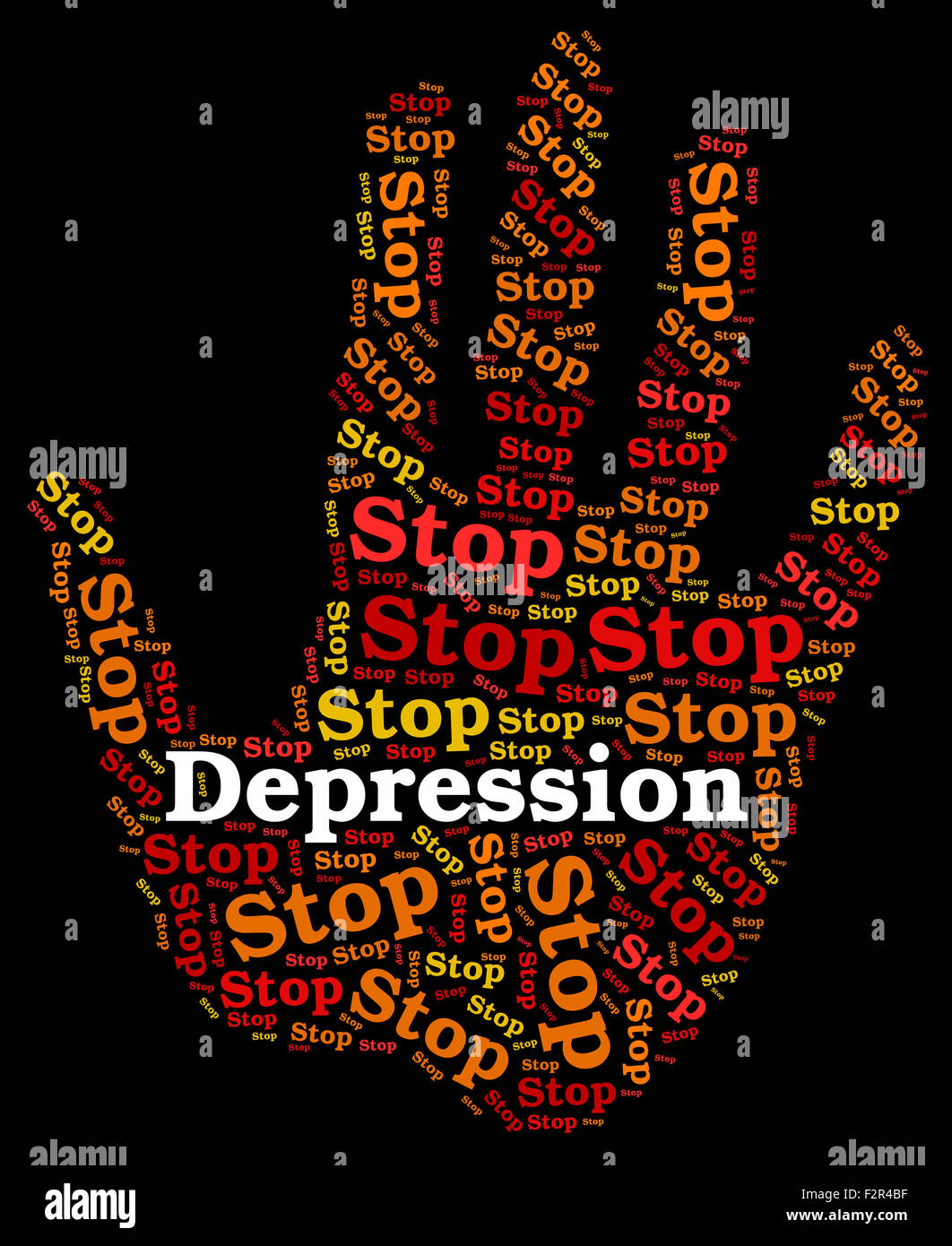 Stop Depression Showing Warning Sign And Hopeless Stock Photo - Alamy