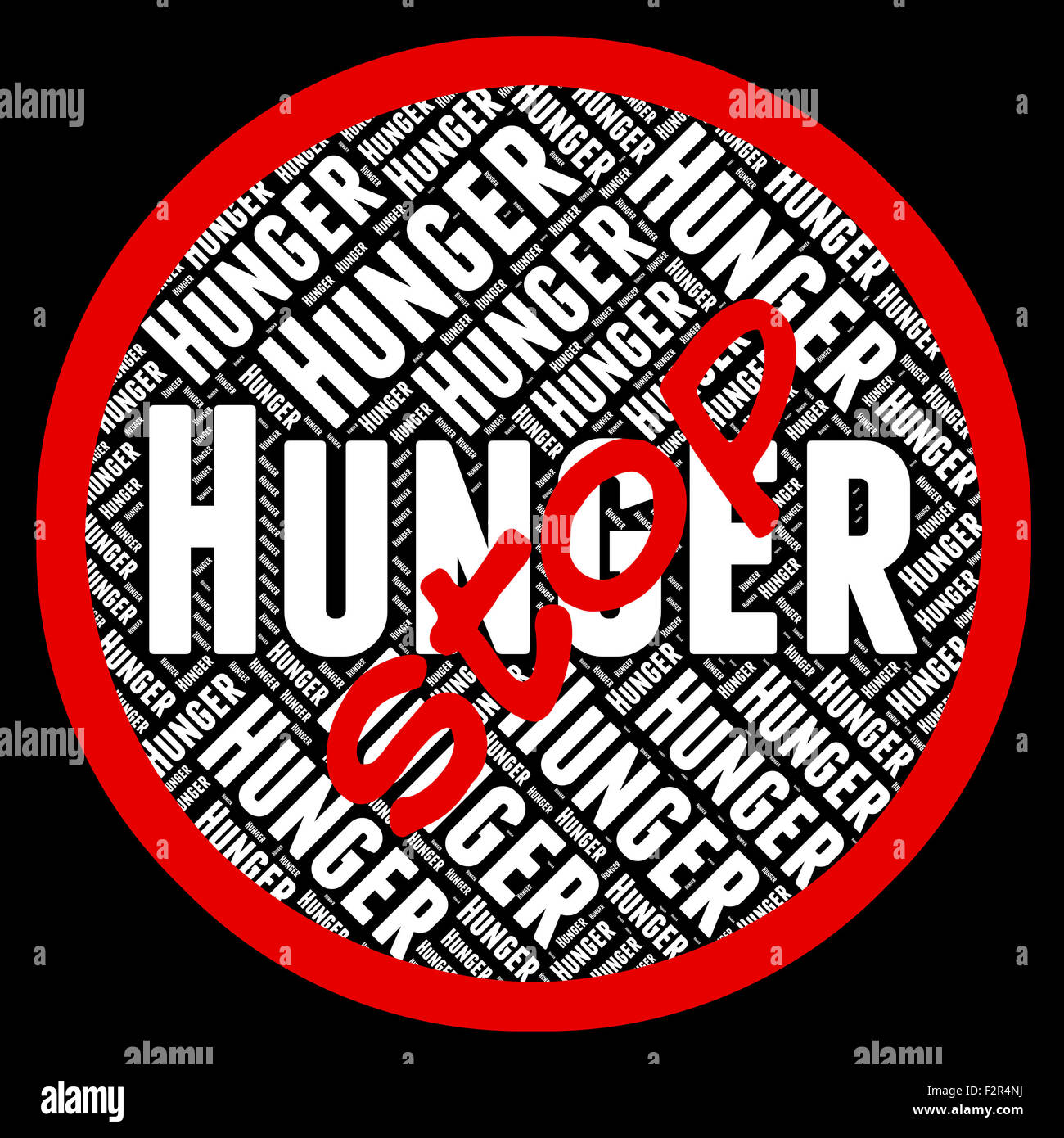 Stop Hunger Indicating Lack Of Food And Warning Sign Stock Photo - Alamy