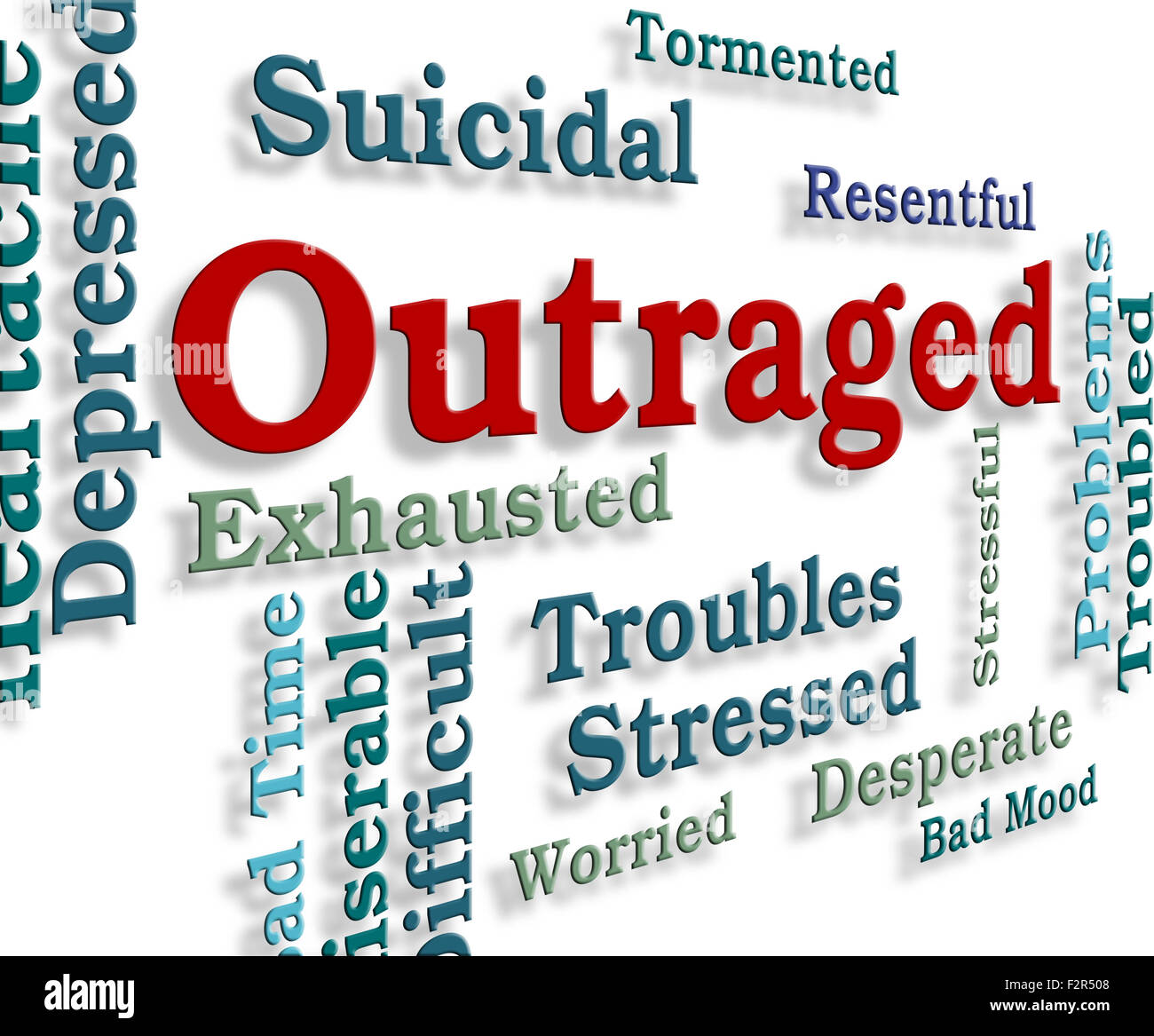 Outraged Word Showing Affronted Enrage And Disgust Stock Photo - Alamy