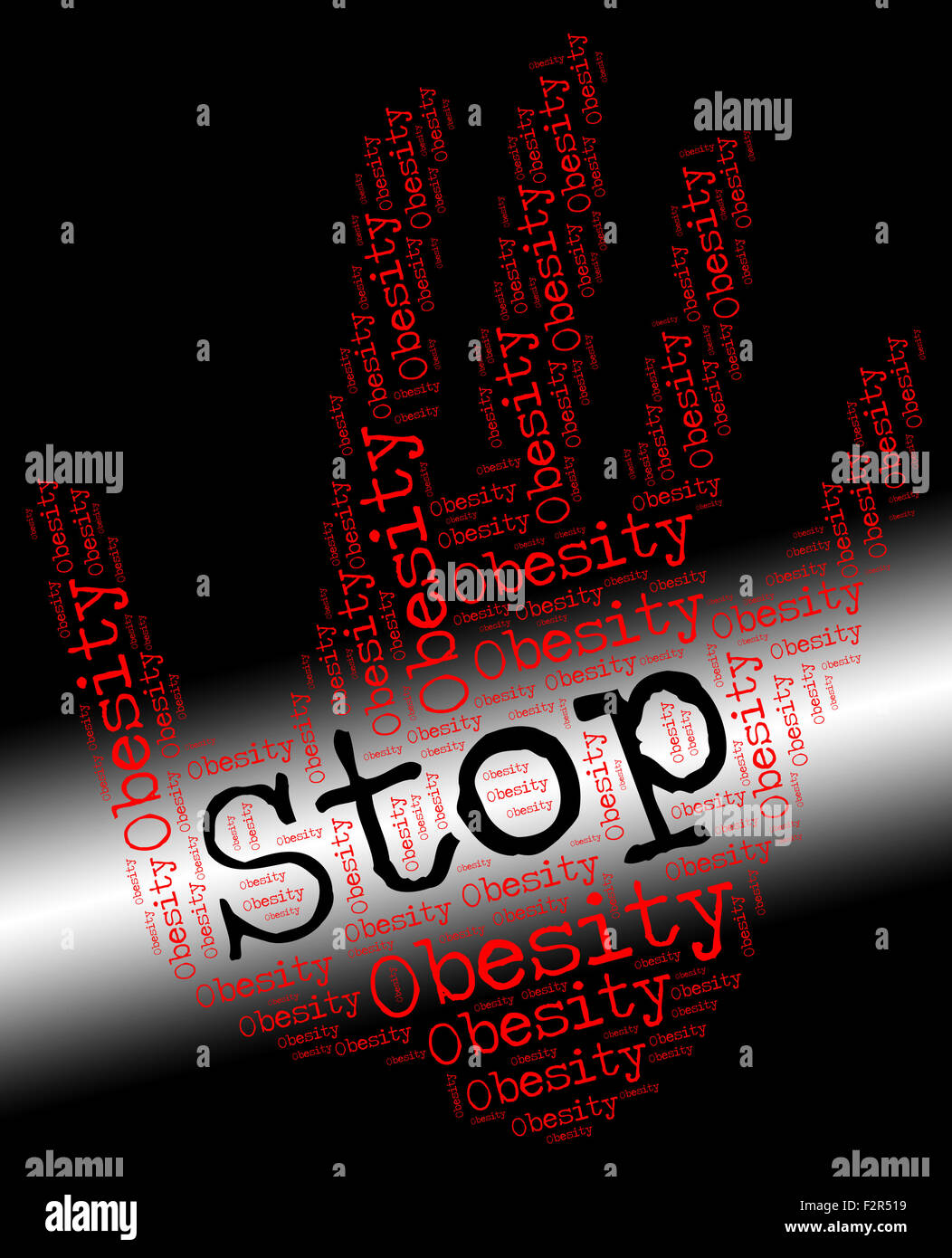 Stop Obesity Showing Warning Sign And Rotund Stock Photo - Alamy