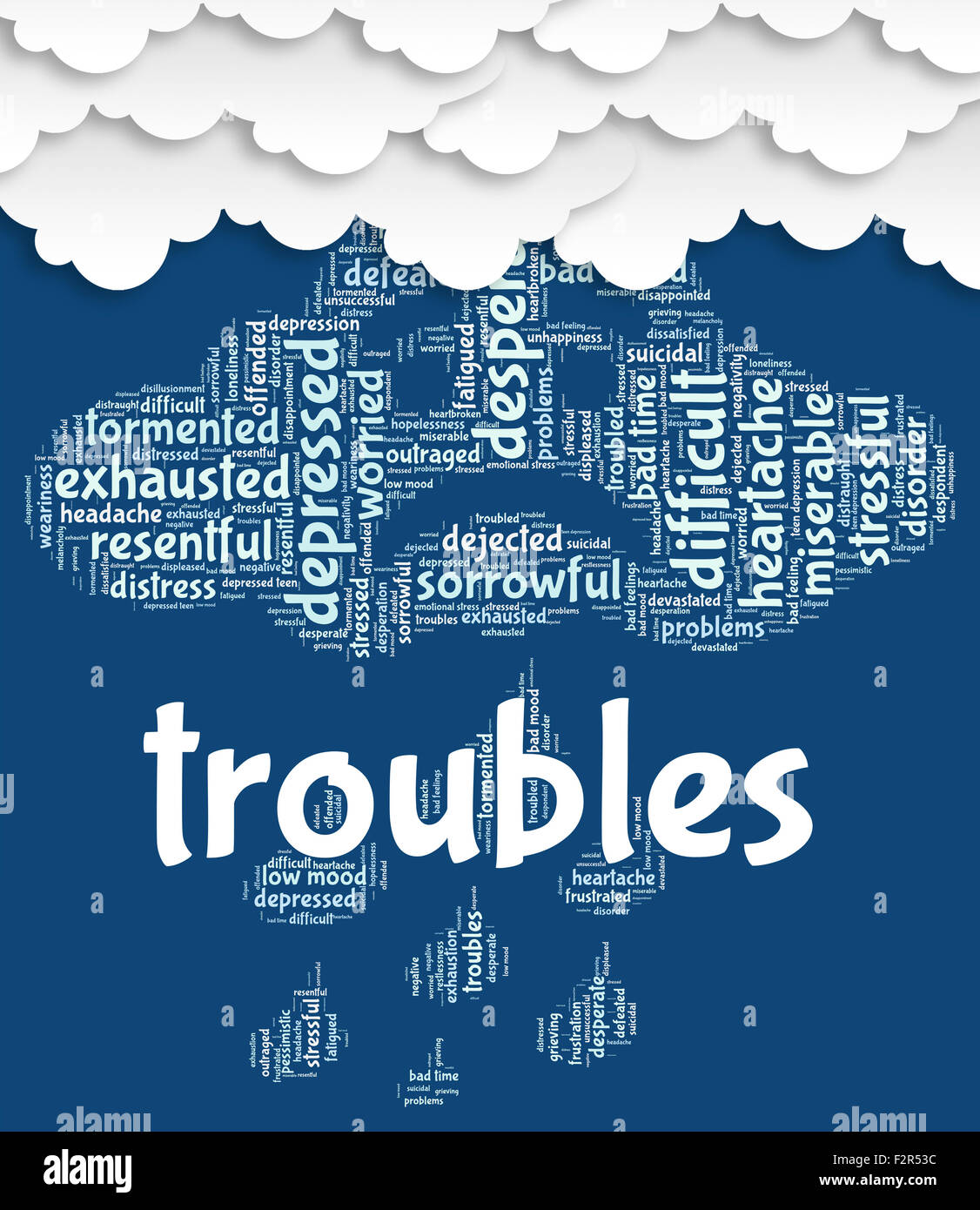 Troubles Word Showing Wordcloud Difficult And Difficulties Stock Photo ...