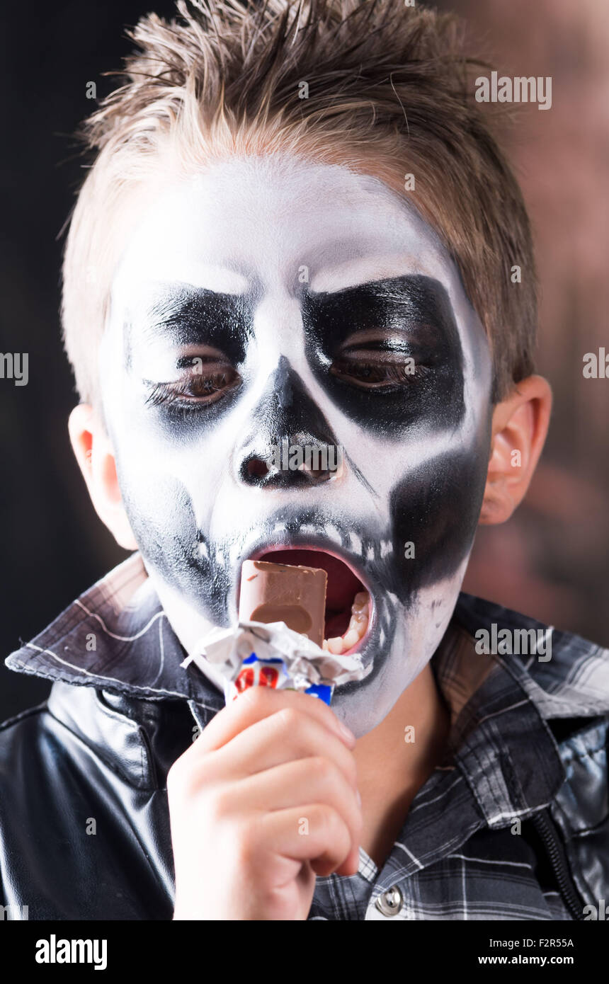 Half Skeleton Makeup Boy