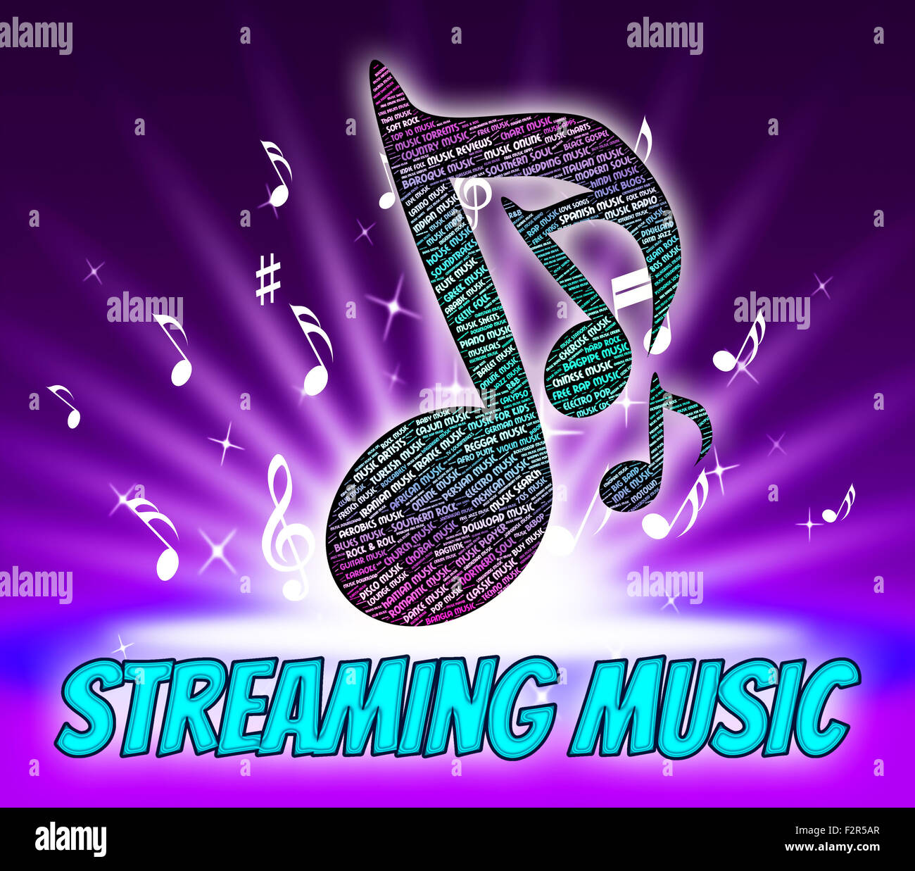 Streaming Music Showing Sound Tracks And Songs Stock Photo - Alamy